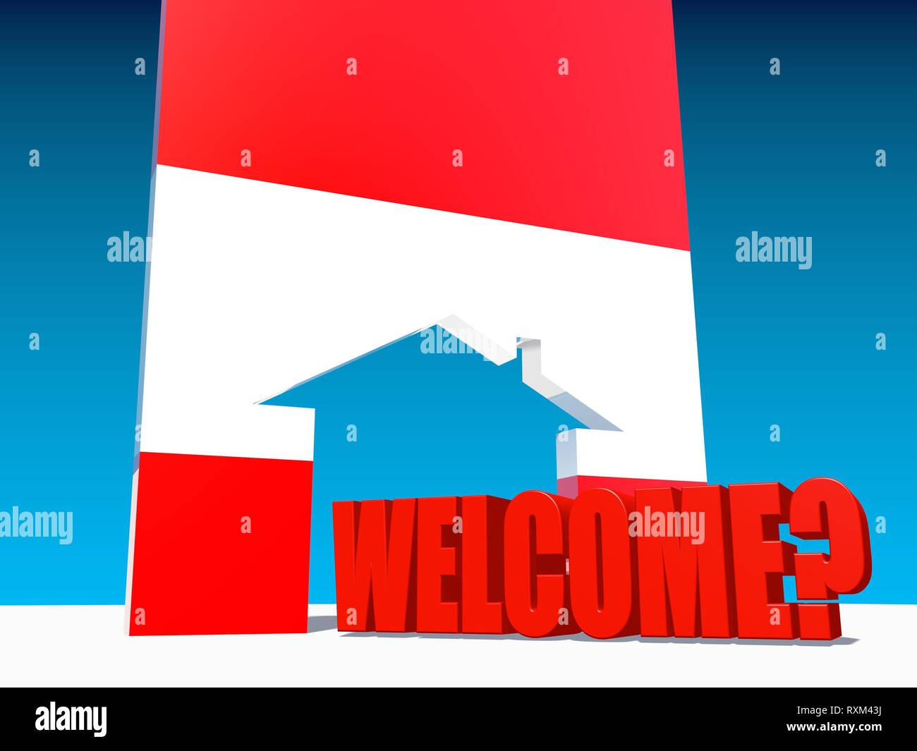 welcome under question and home icon textured by austria flag Stock ...