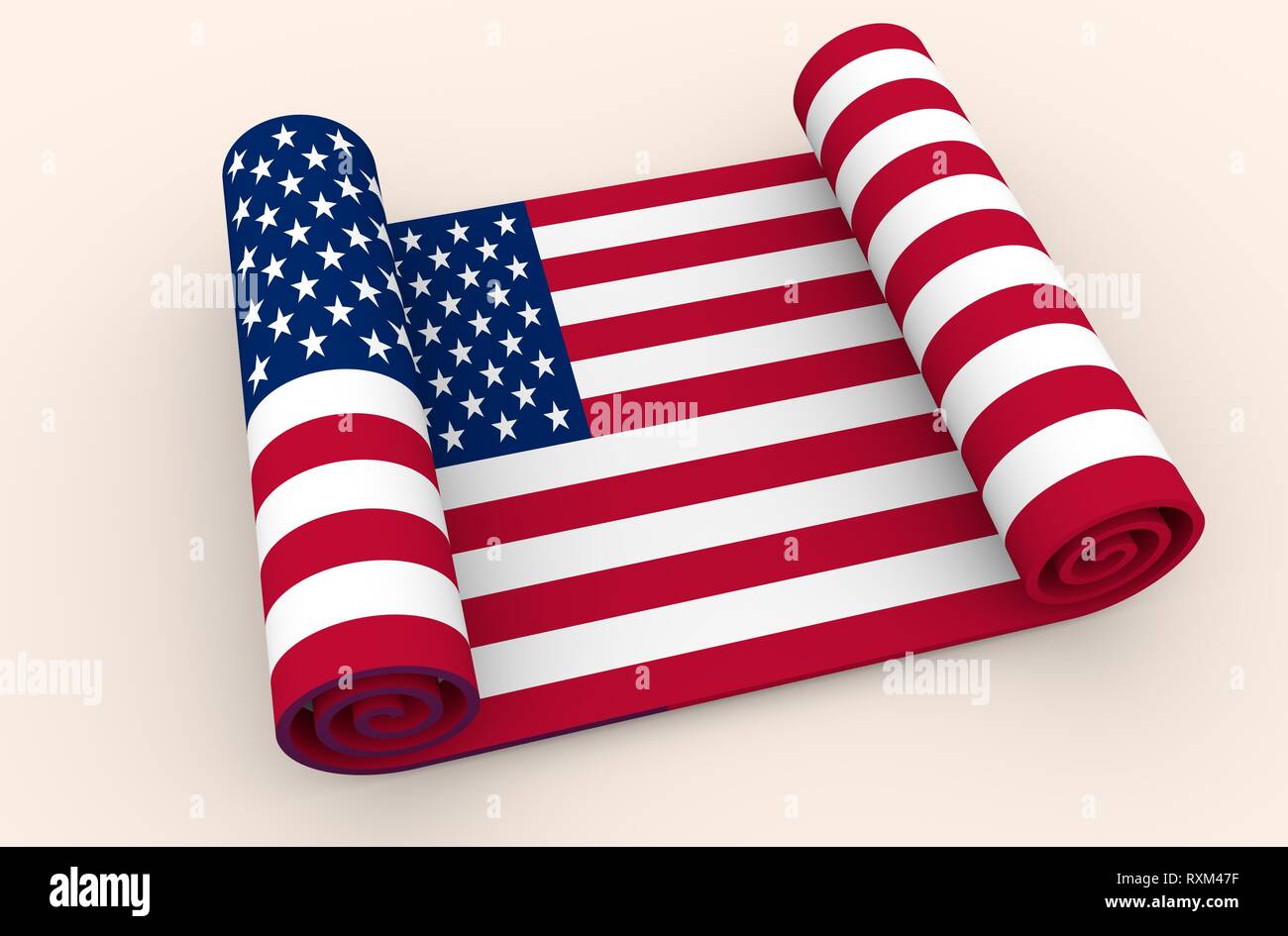 Paper scroll textured by USA flag Stock Photo - Alamy
