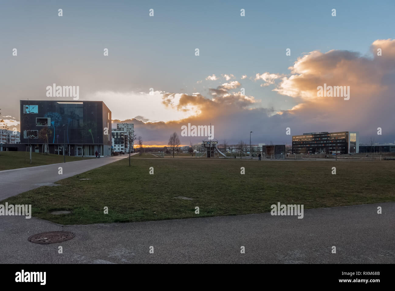 BOEBLINGEN,GERMANY - March 07,2019:Flugfeld(evening) There are a lot of ...