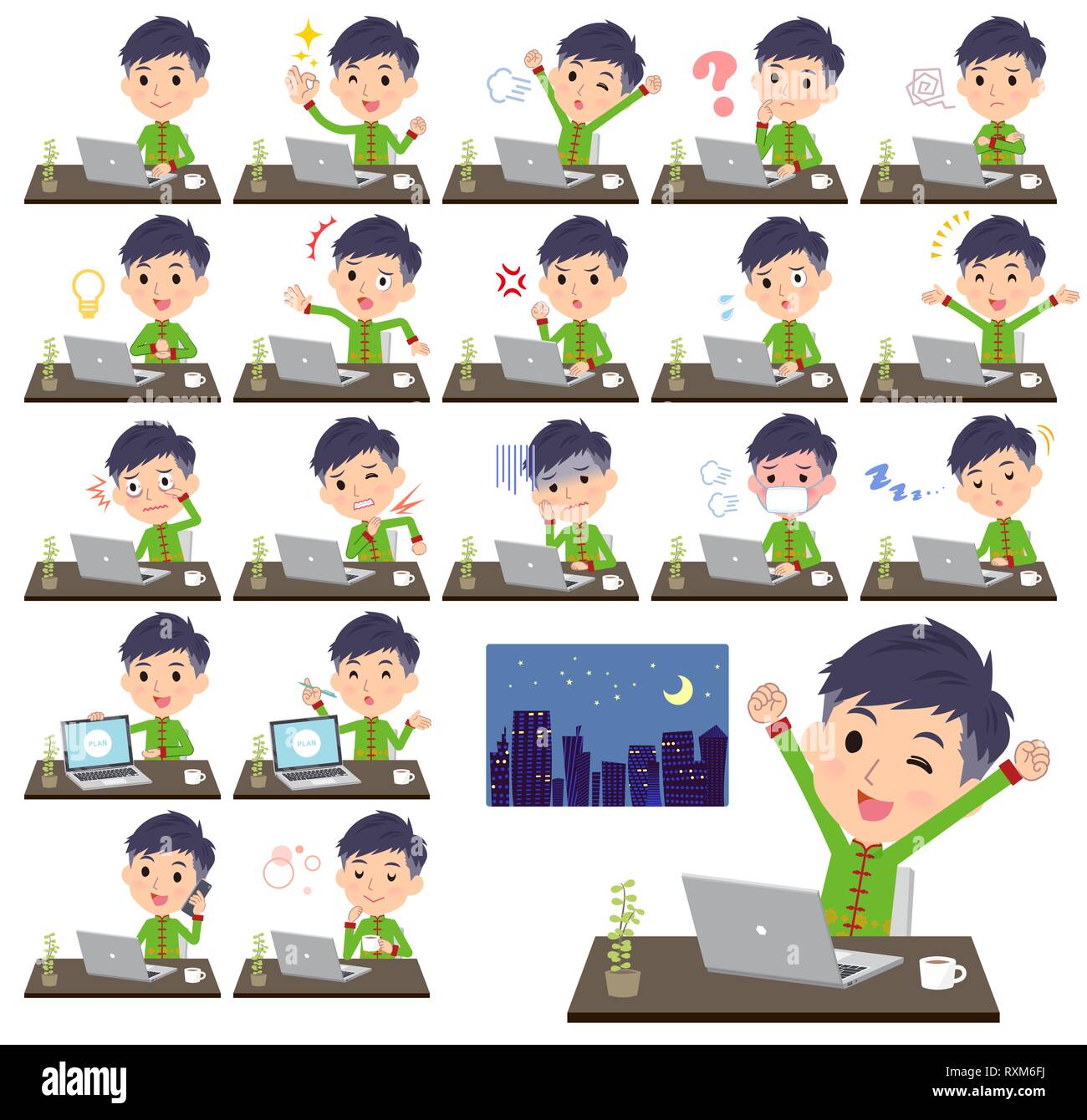 Working chinese men Stock Vector Images - Alamy