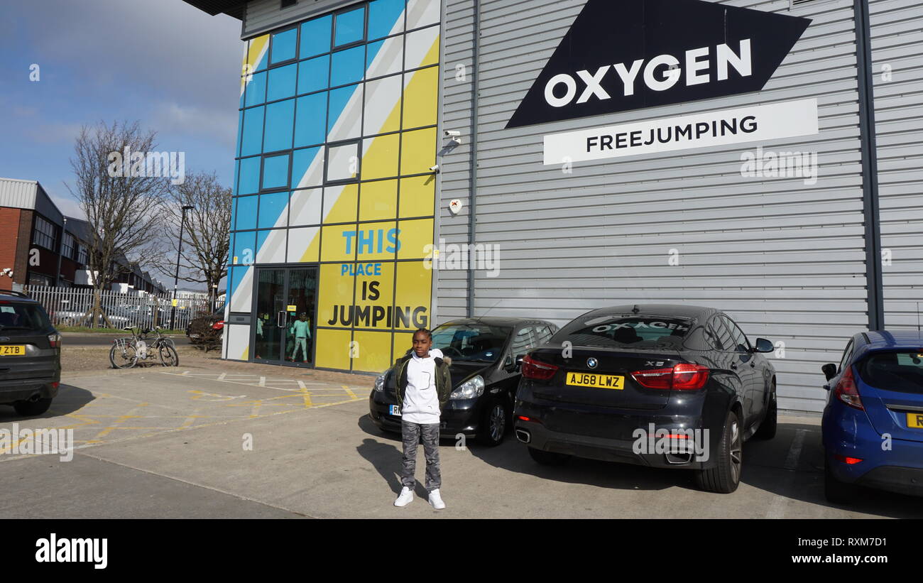 Oxygen Freejumping trampoline, Acton, West London, United Kingdom Stock ...