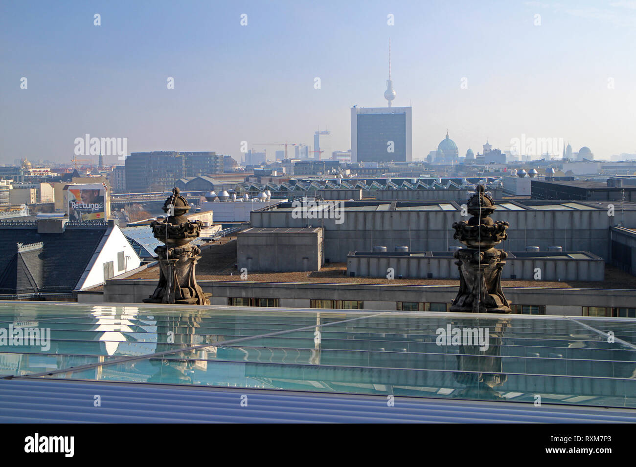 Views of Berlin City from the rooftop terrace of the Reichstag building ...