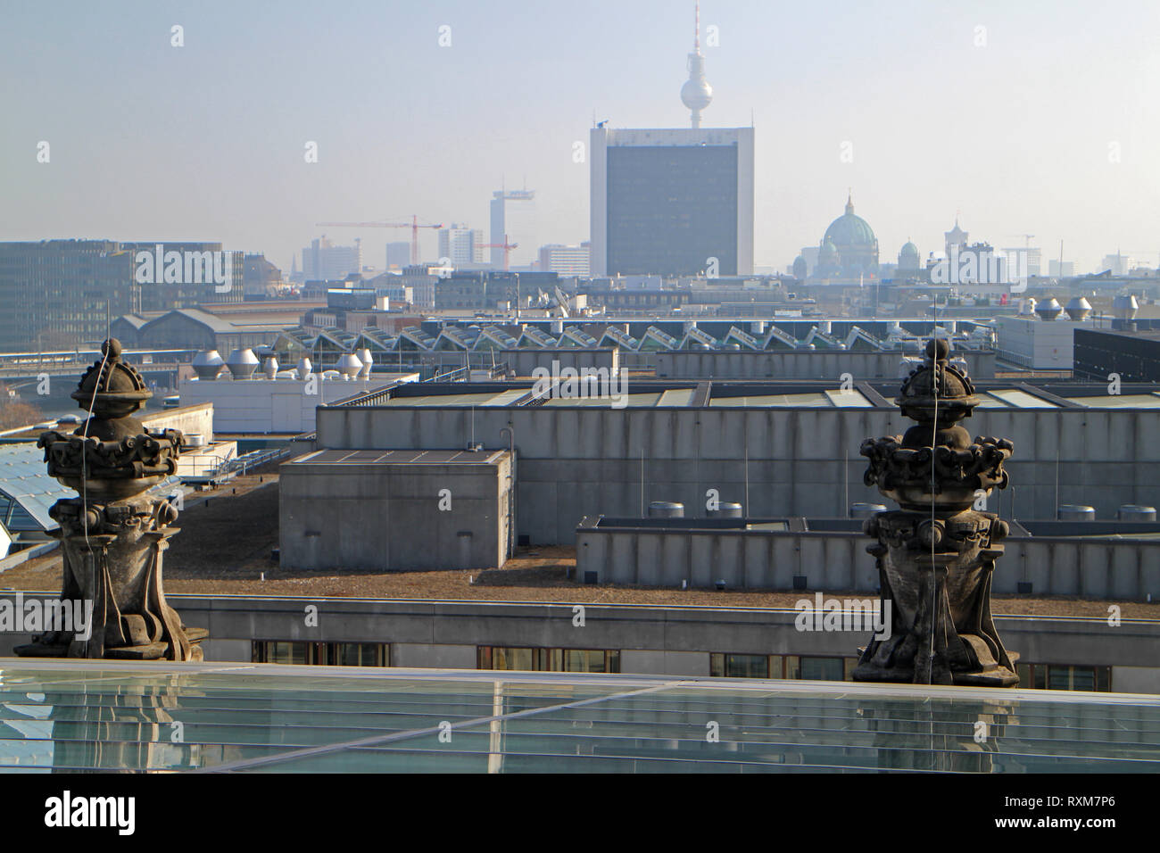 Views of Berlin City from the rooftop terrace of the Reichstag building ...