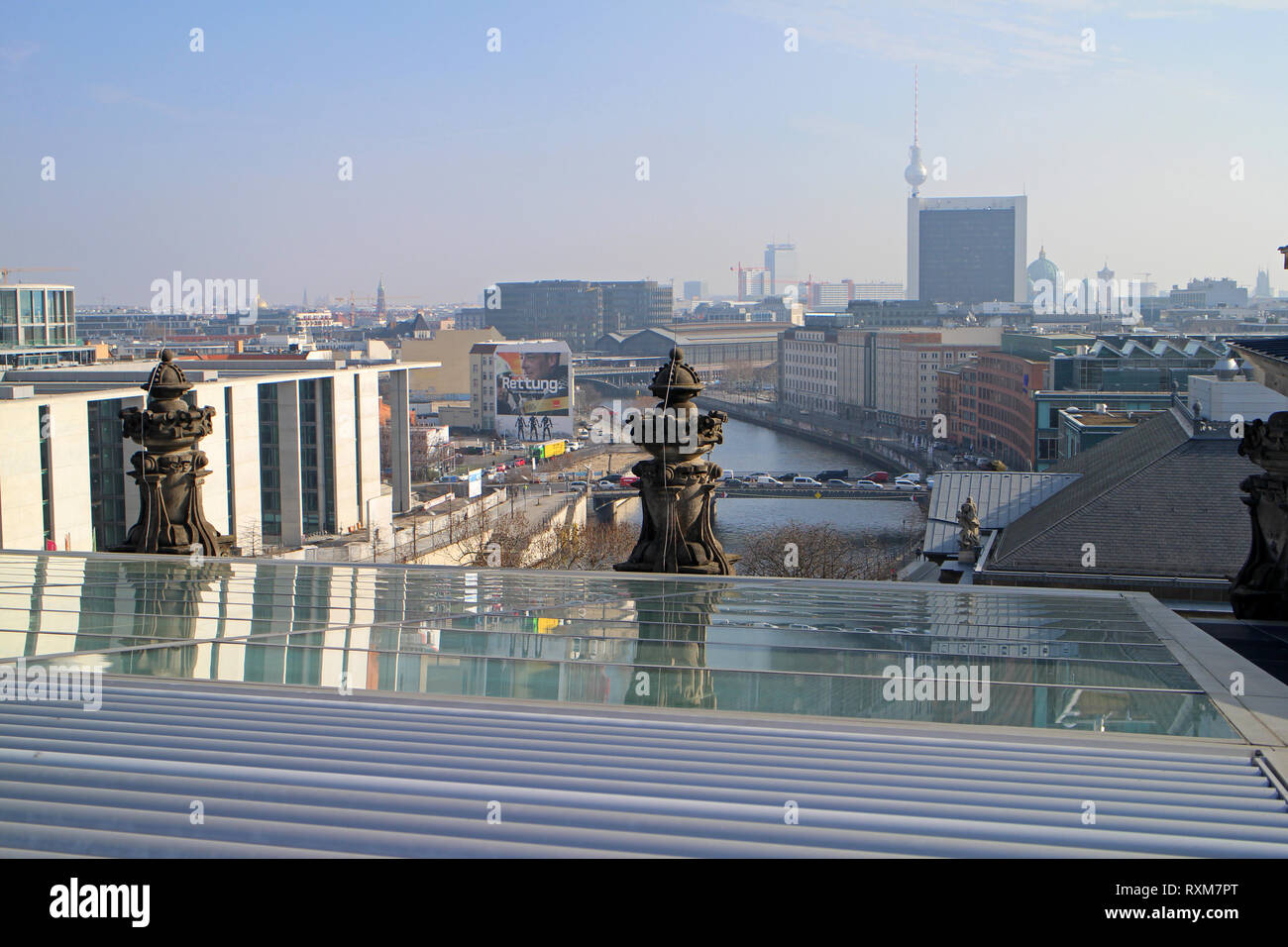 Views of Berlin City from the rooftop terrace of the Reichstag building ...