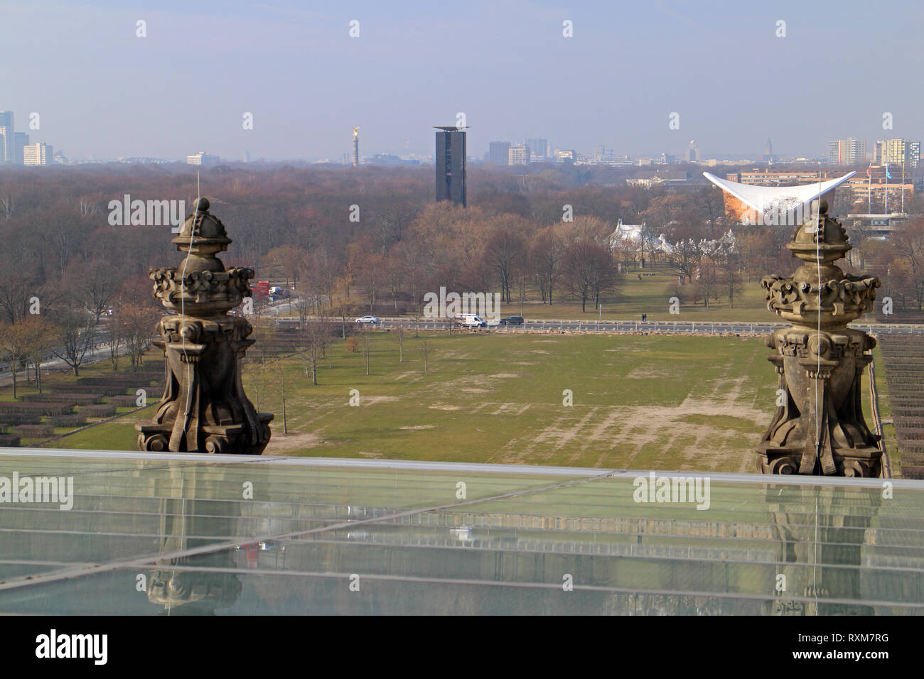 Views of Berlin City from the rooftop terrace of the Reichstag building ...