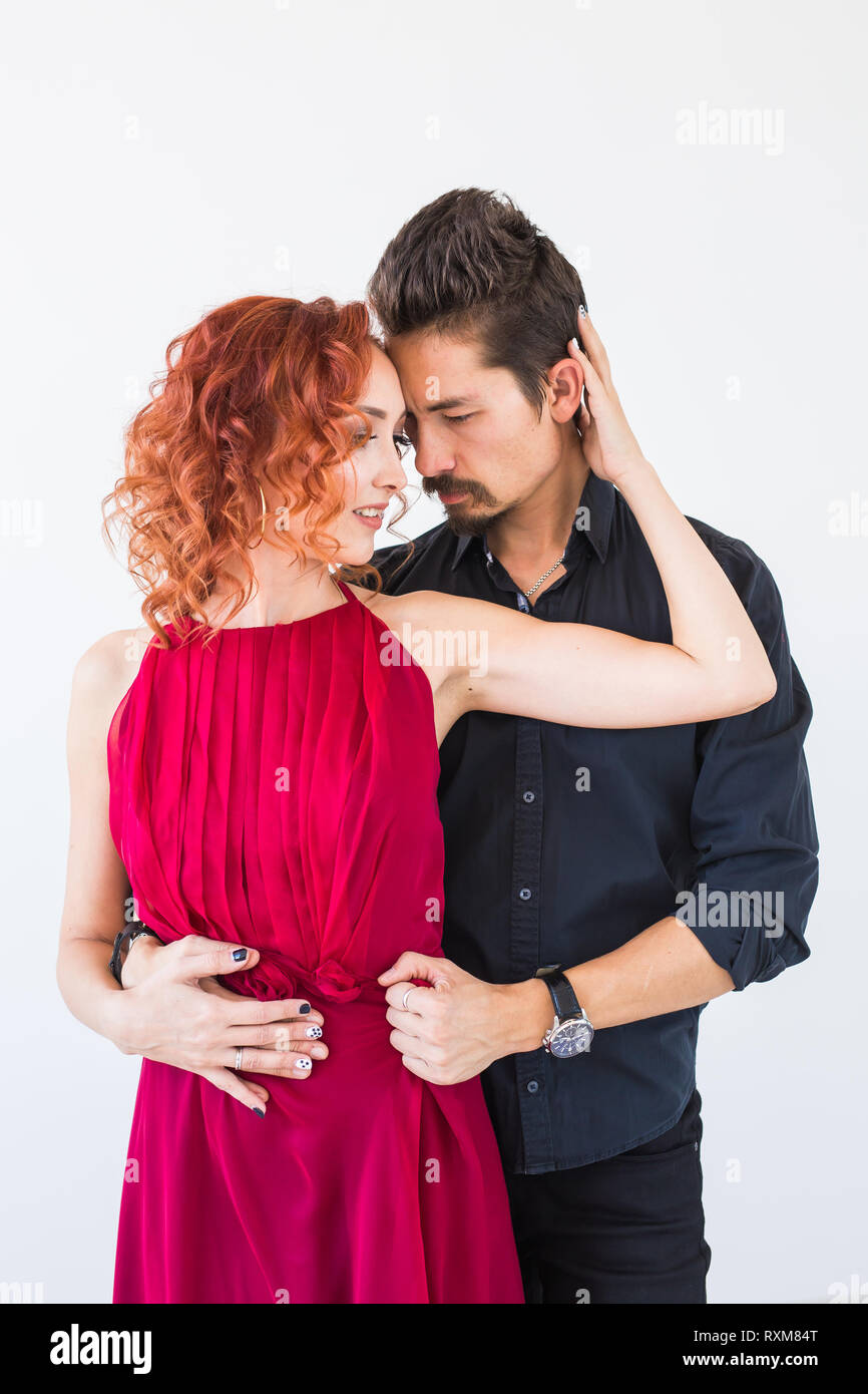 Romantic, social dance, people concept - couple dancing bachata in the ...