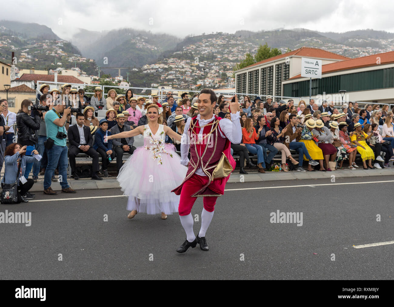Funchal; Madeira; Portugal - April 22; 2018: Couple in colorful ...