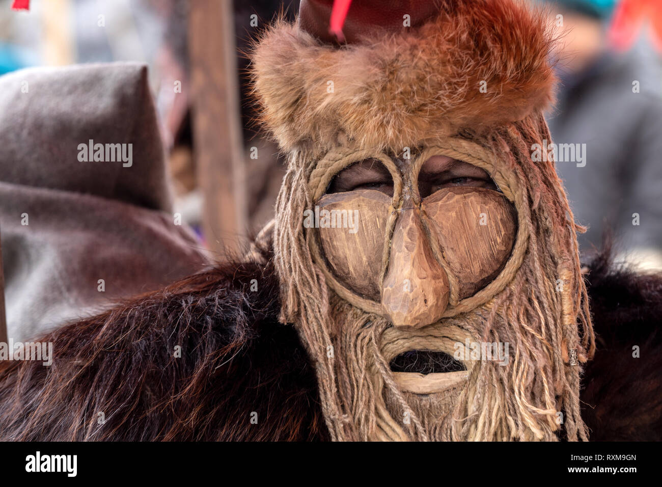 Performer during the Maslenitsa festival (Pancake Week) that celebrates ...