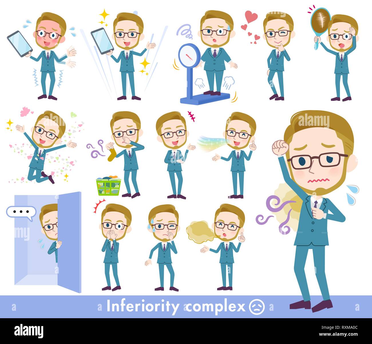 A set of Businessman on inferiority complex.There are actions suffering ...