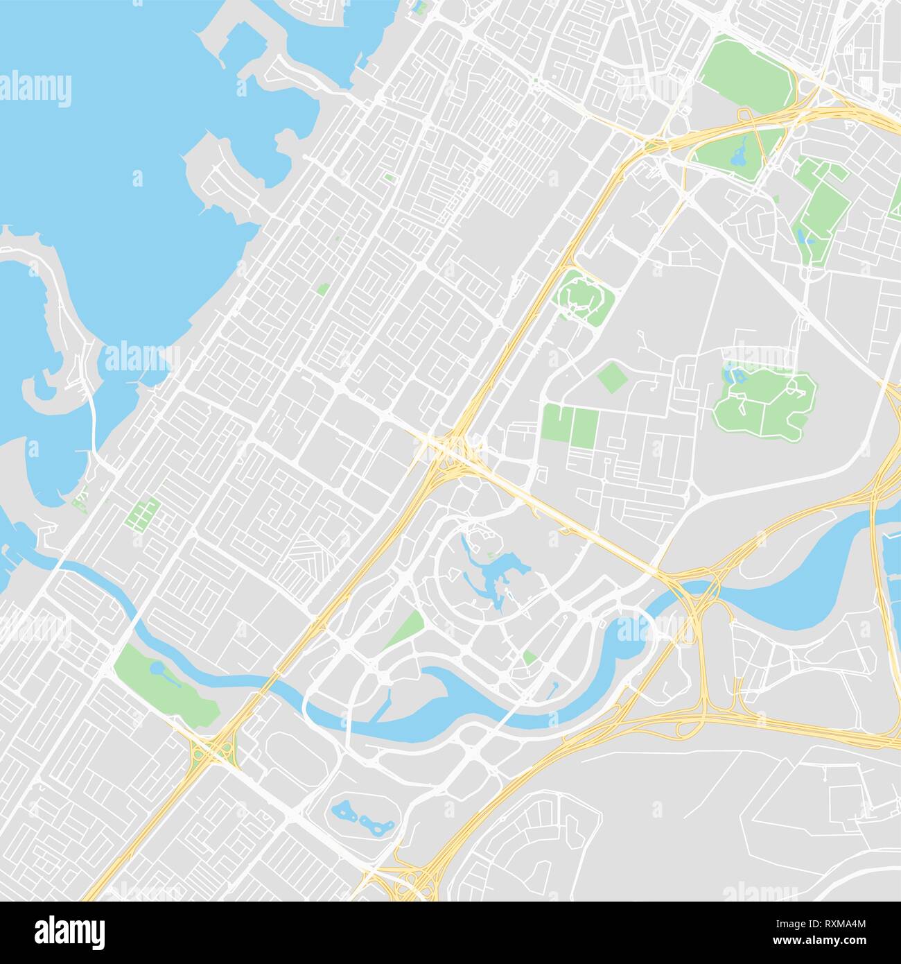 Downtown vector map of Dubai, United Arab Emirates. This printable map ...