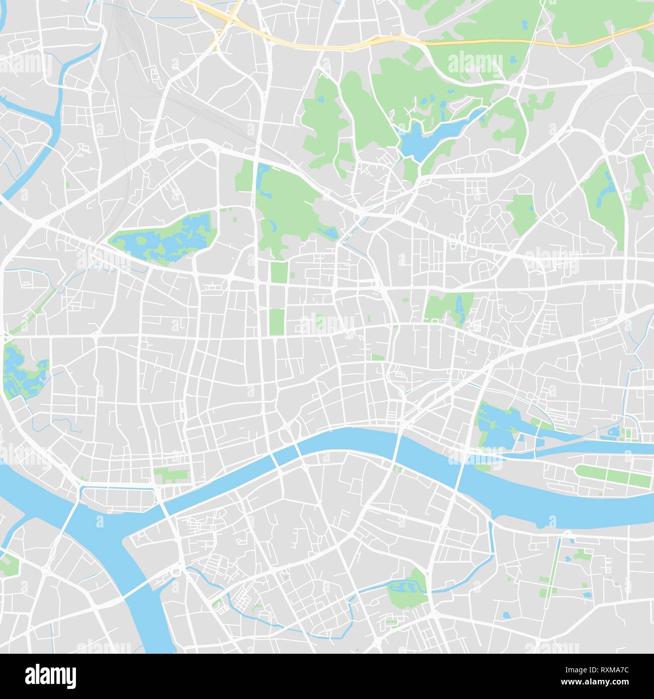 Downtown vector map of Guangzhou, China. This printable map of ...