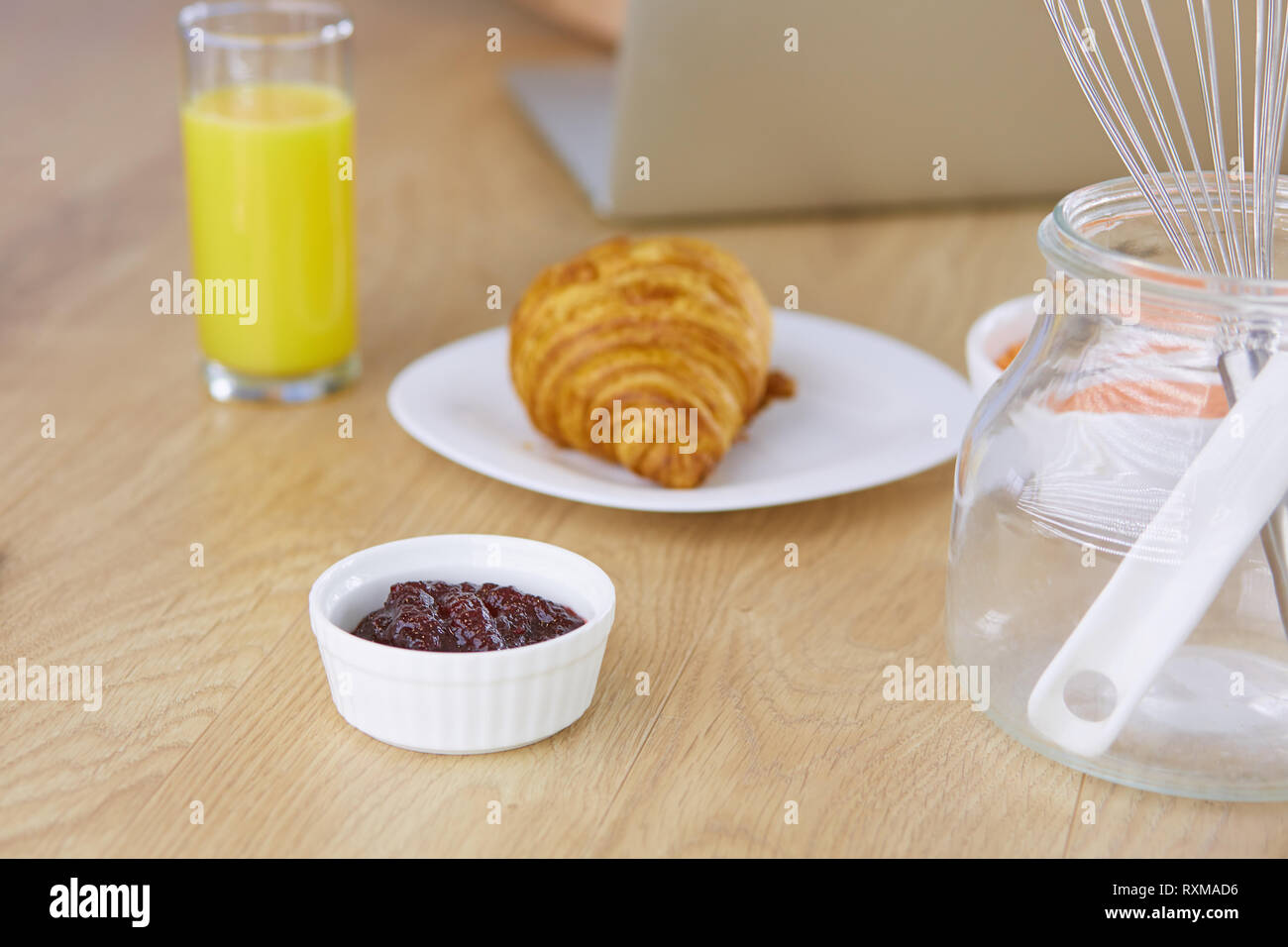 Composition with wooden board and ingredients for cooking on table ...