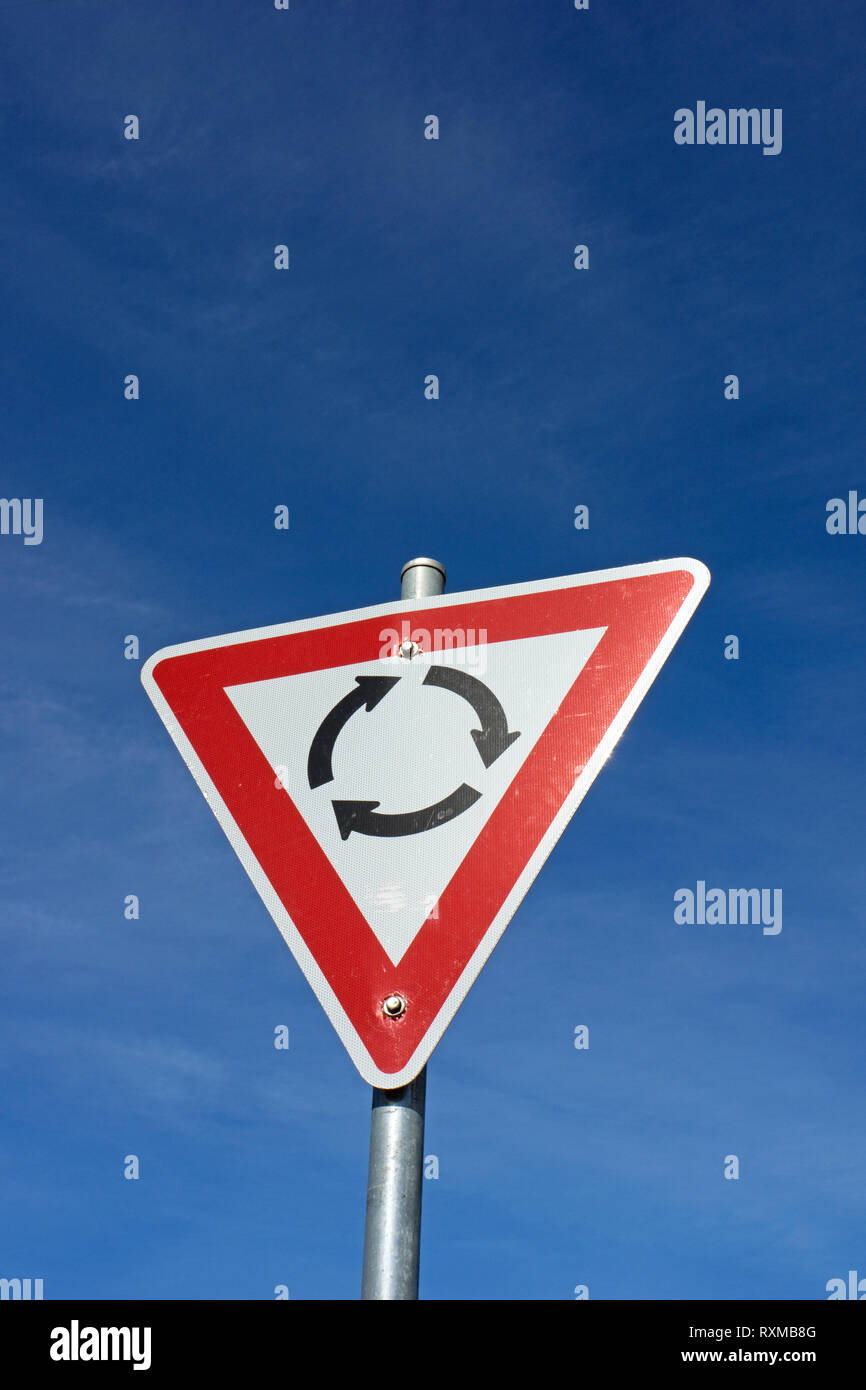 Roundabout sign Australia and roundabout safety warning signage. Sign ...