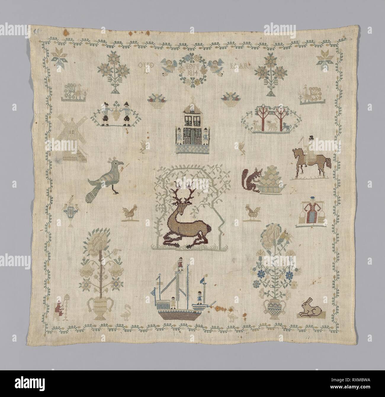 Embroidered with silk in cross stitch hi-res stock photography and ...