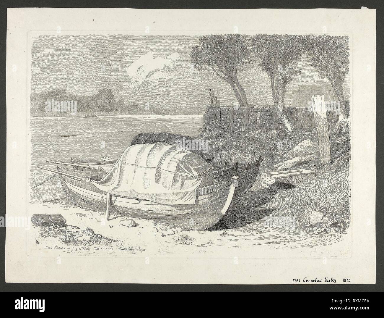 Shored Boats. Cornelius Varley (English, 1781-1873); published by John ...