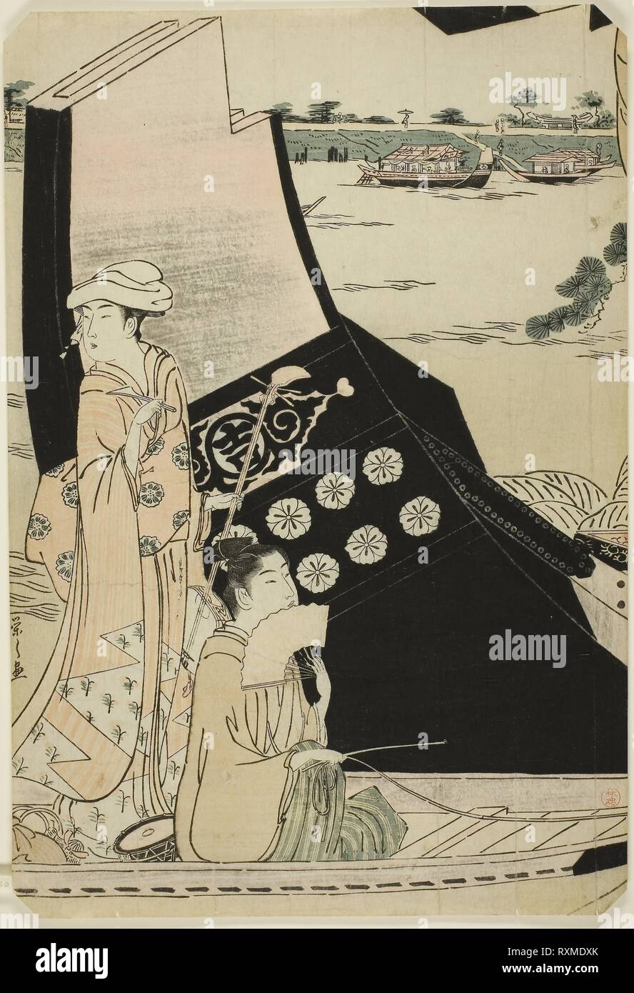 Women on a Pleasure Boat. Chobunsai Eishi; Japanese, 1756-1829. Date ...