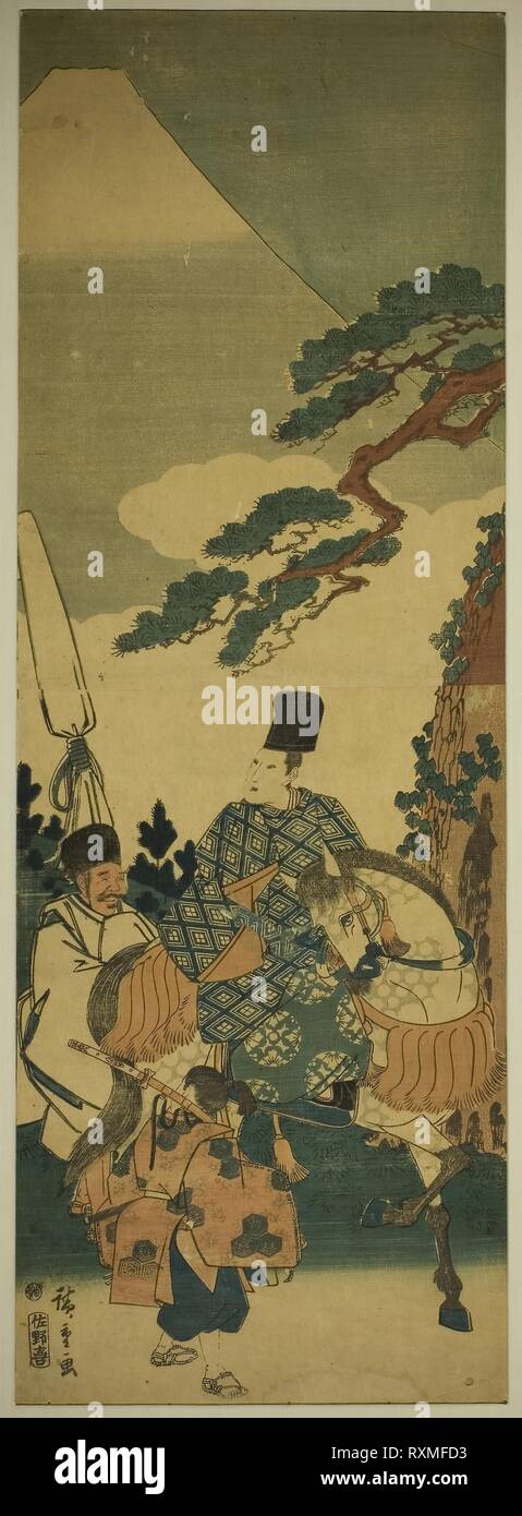 Ariwara no Narihira passing Mount Fuji on his journey to the East ...