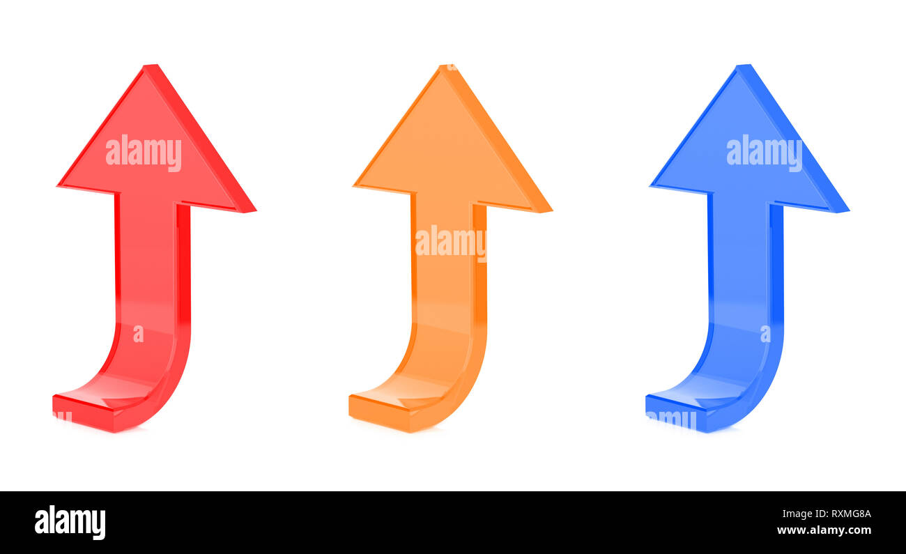 UP arrows. Shiny 3d rendering illustration isolated on white background ...