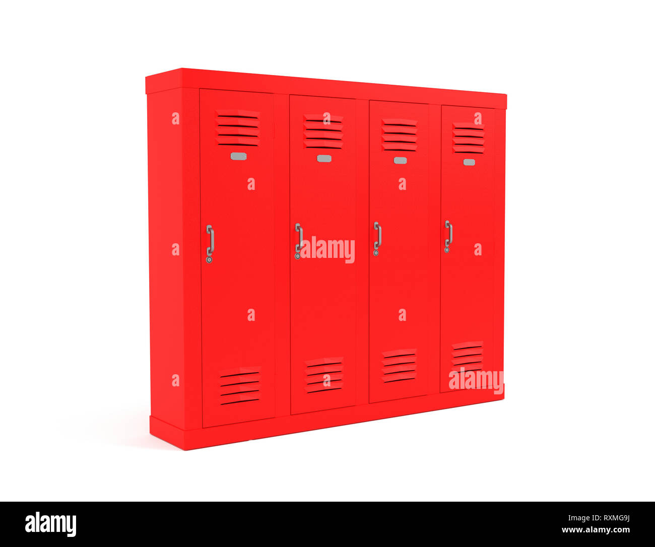 Red lockers. 3d rendering illustration Stock Photo - Alamy