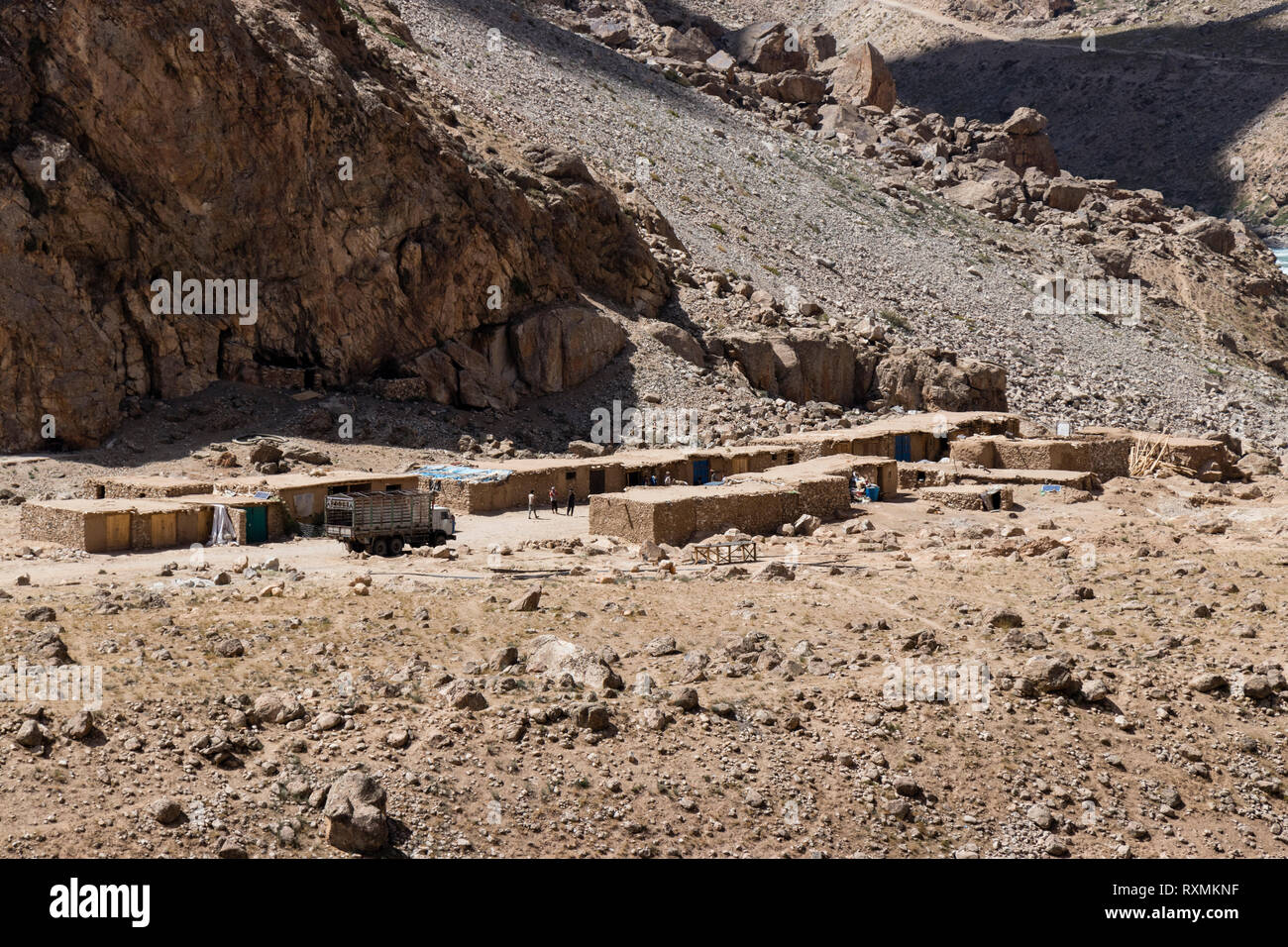 Pamir, Afghanistan August 25 2018: Houses in Afghanistan in the Pamir ...