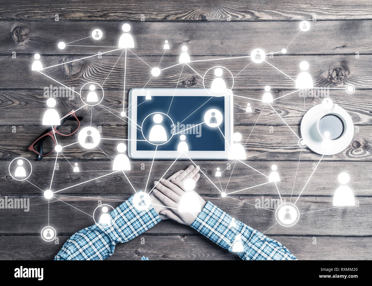 Concept of social communication and networking with social connection ...