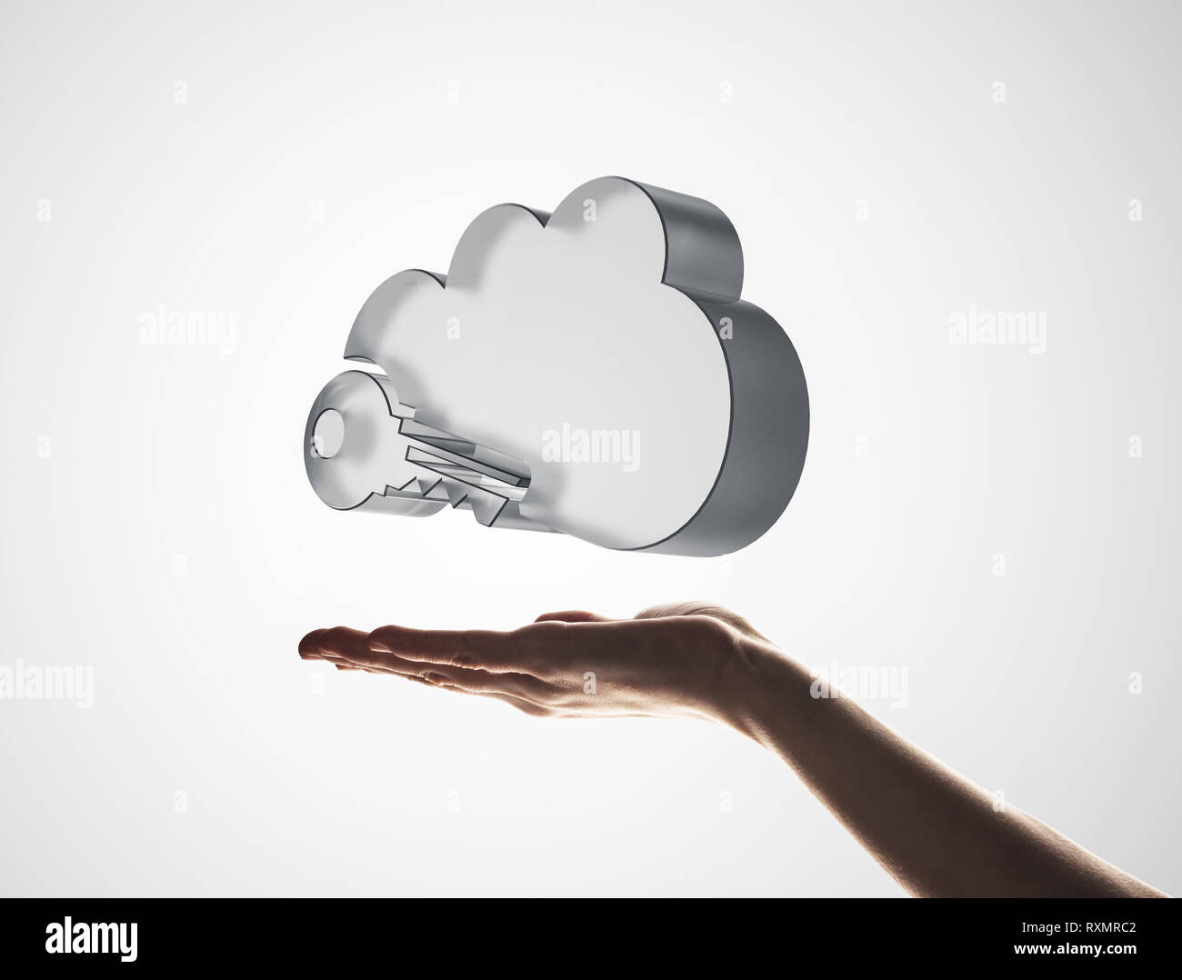 Cloud computing concept with glass symbol shown in hand Stock Photo - Alamy