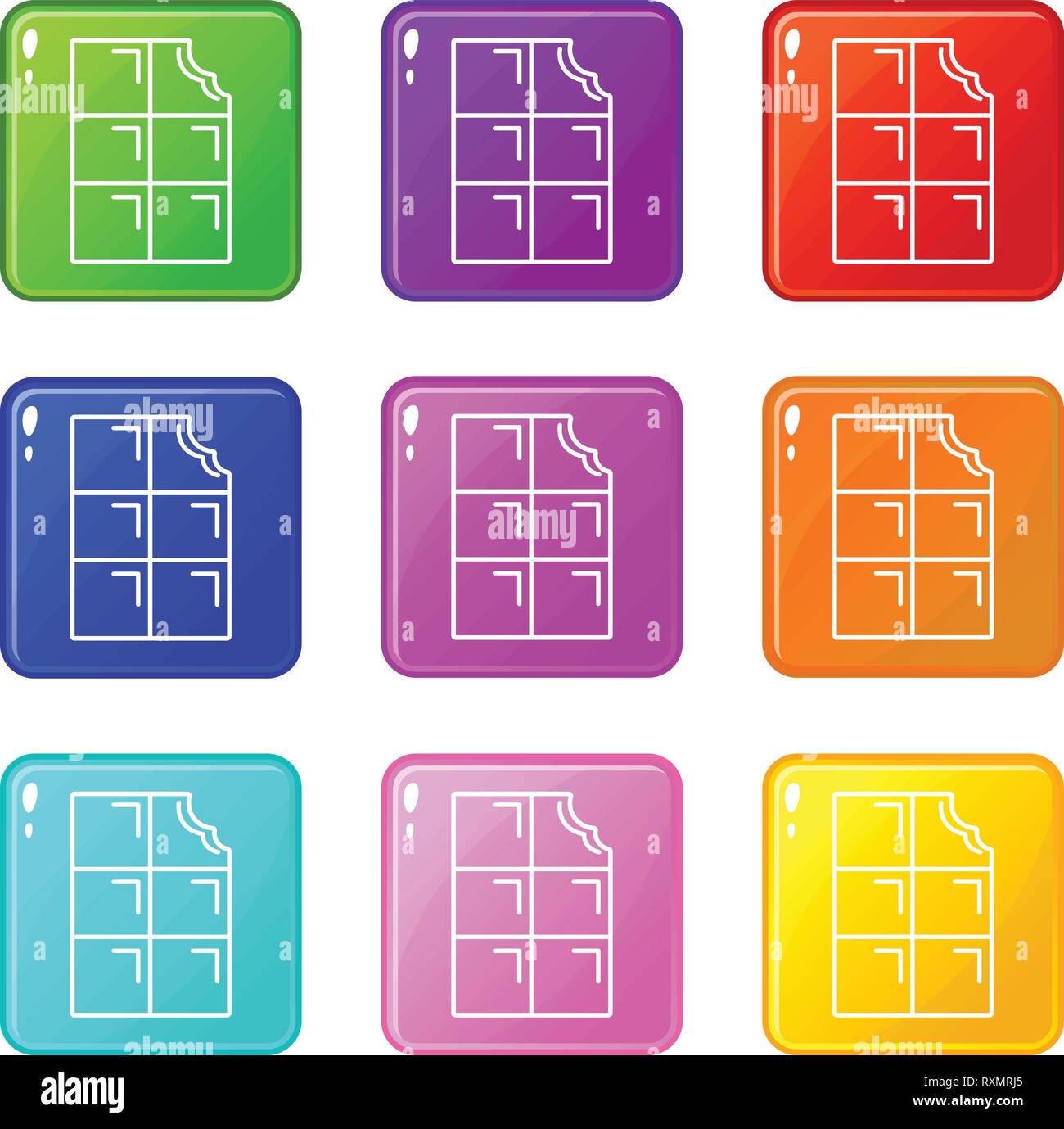 Bite chocolate icons set 9 color collection Stock Vector Image & Art ...