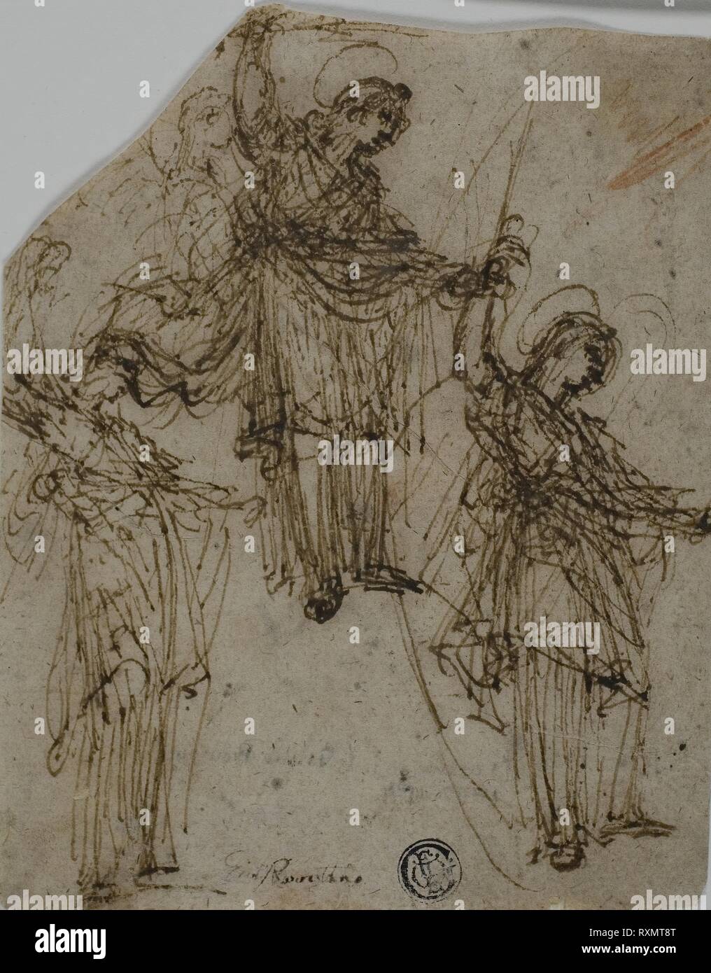 Red chalk on buff laid paper hi-res stock photography and images - Alamy