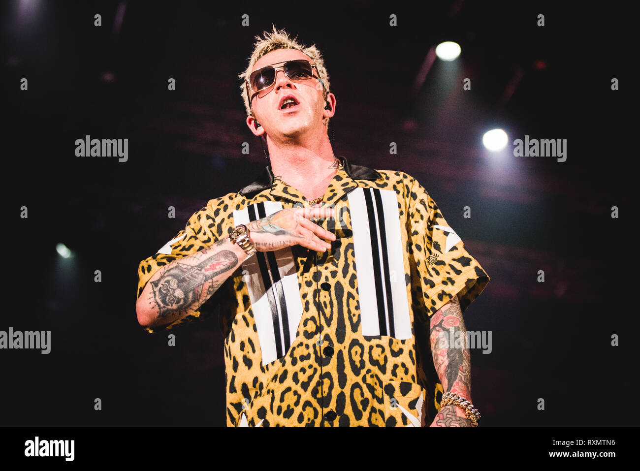 Torino, Italy. 09th Mar, 2019. The Italian rapper Salmo performing live ...