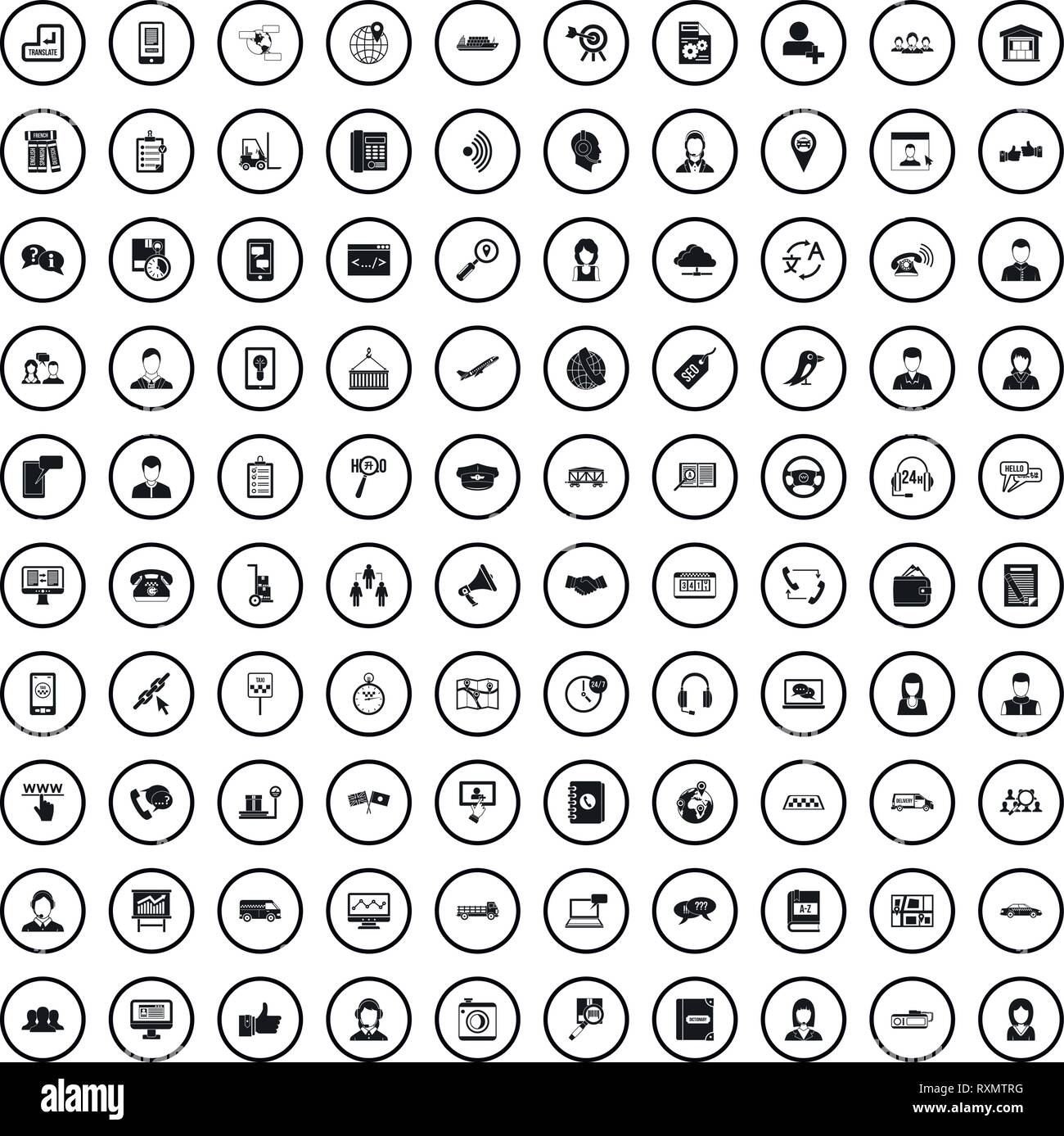 100 telephone operator icons set, simple style Stock Vector Image & Art ...