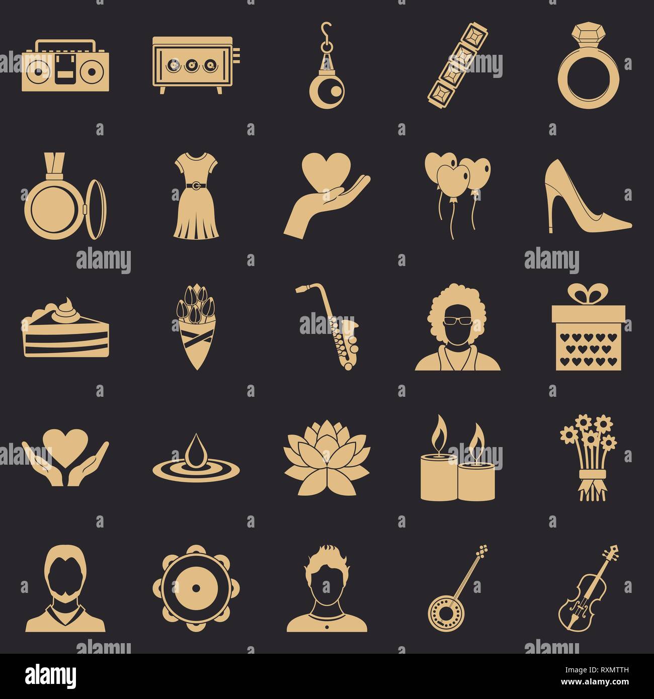 Disco icons set, simple style Stock Vector Image & Art - Alamy