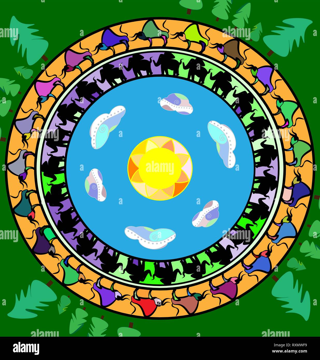 abstract image of animals in the ring Stock Vector Image & Art - Alamy