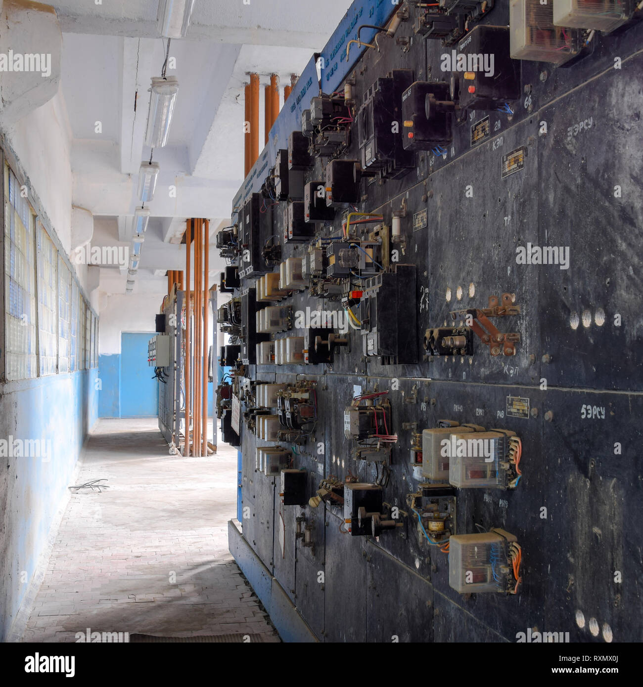 Electrical switchboard pumping station. Control units and electrical ...