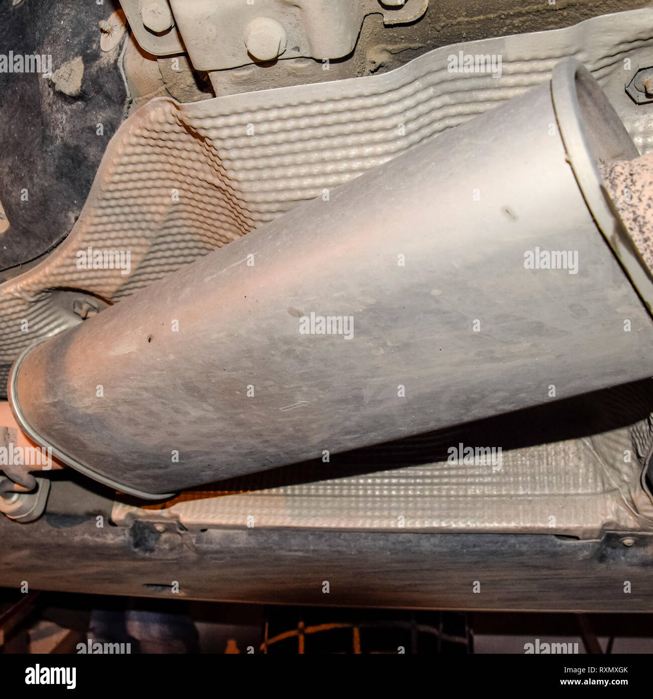 Exhaust system of the car. The muffler of exhaust gases Stock Photo - Alamy