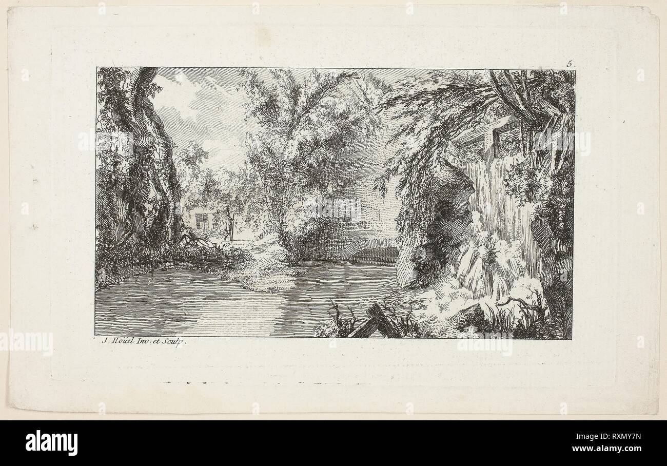 Landscape with a Walker and a Cascade, plate 5 from the second suite ...