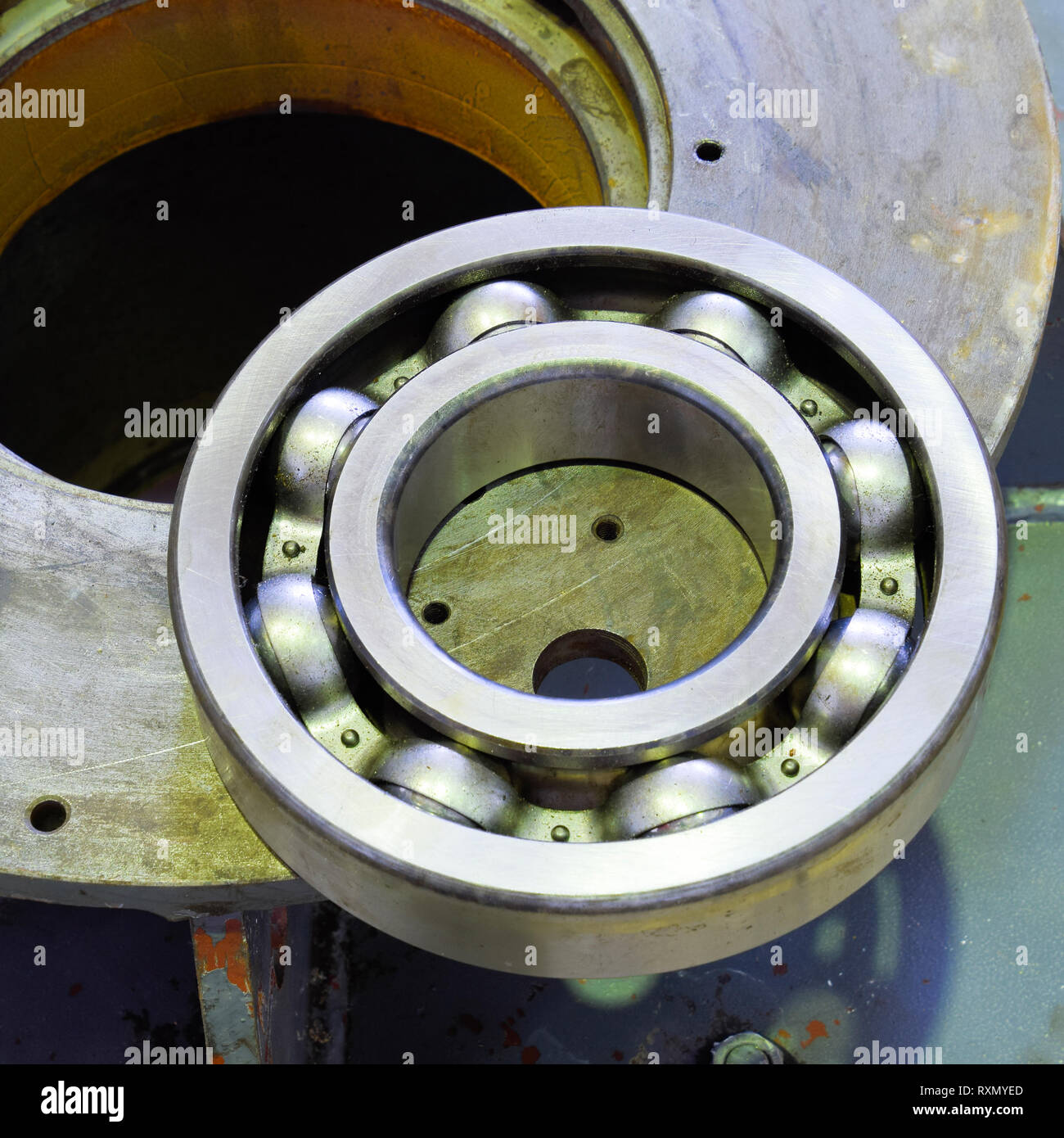 Friction bearing. Detail of an asynchronous electric motor. Repair of ...