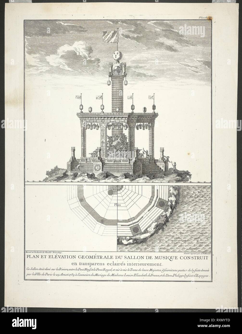 Plan and Elevation of a Music Room, plate three from Description des ...