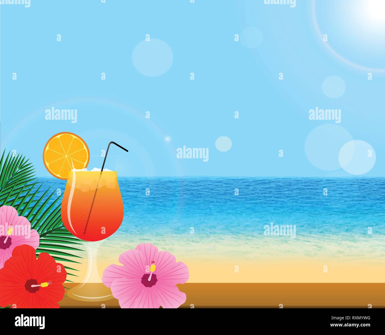 Summer background with tropical decoration Stock Vector Image & Art - Alamy