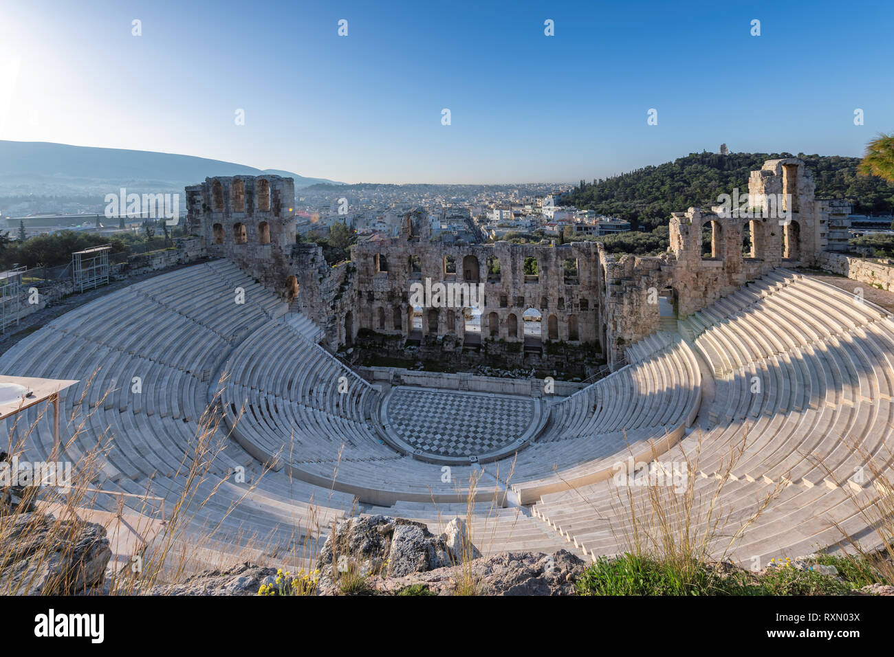 Ancient theater Odeon of Herodes Atticus on Acropolis hill in Athens ...