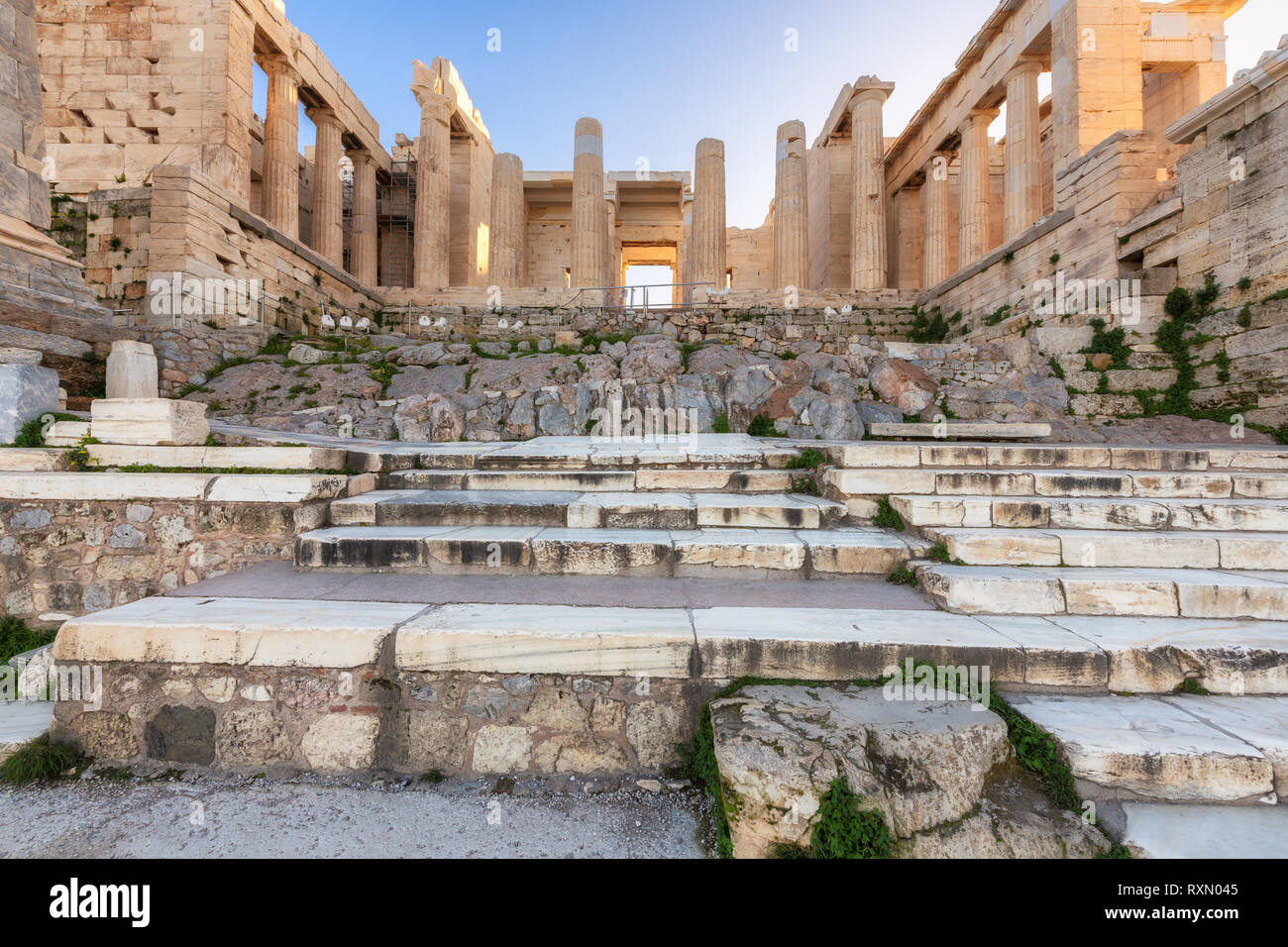 Athenian Acropolis Propylaea - the entrance to the Acropolis Stock ...