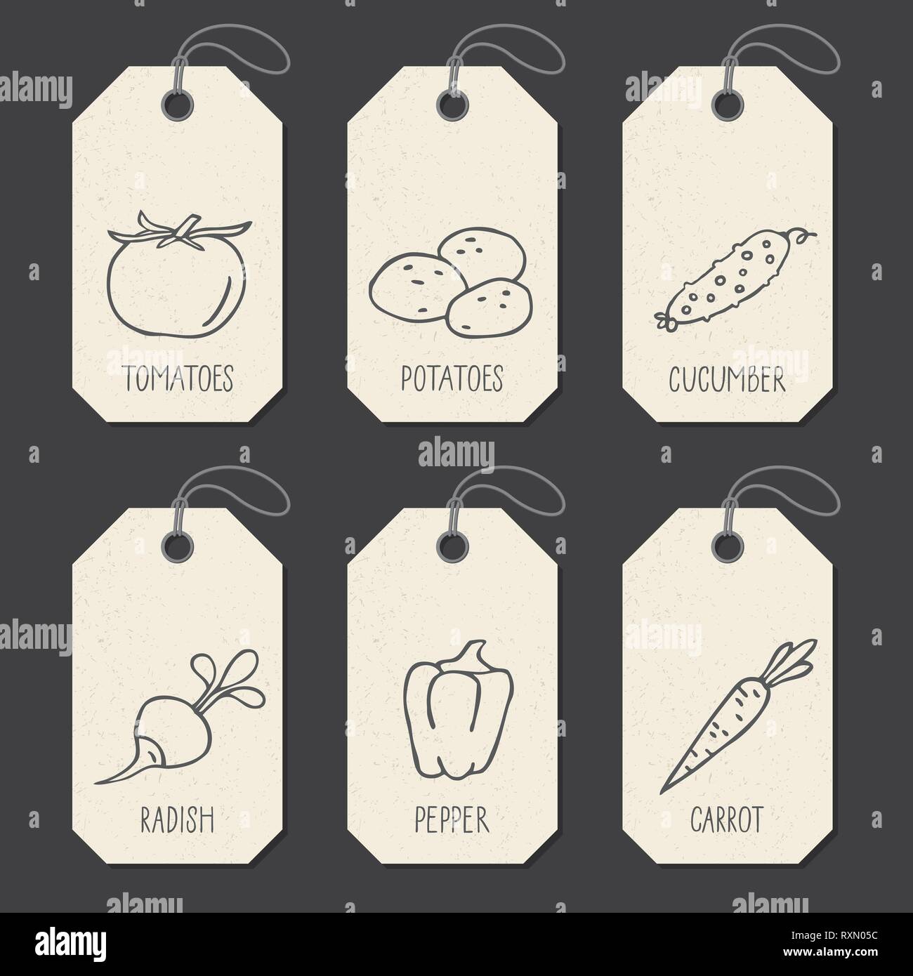 Set of tags or label templates with hand drawn vegetable. Vector design ...