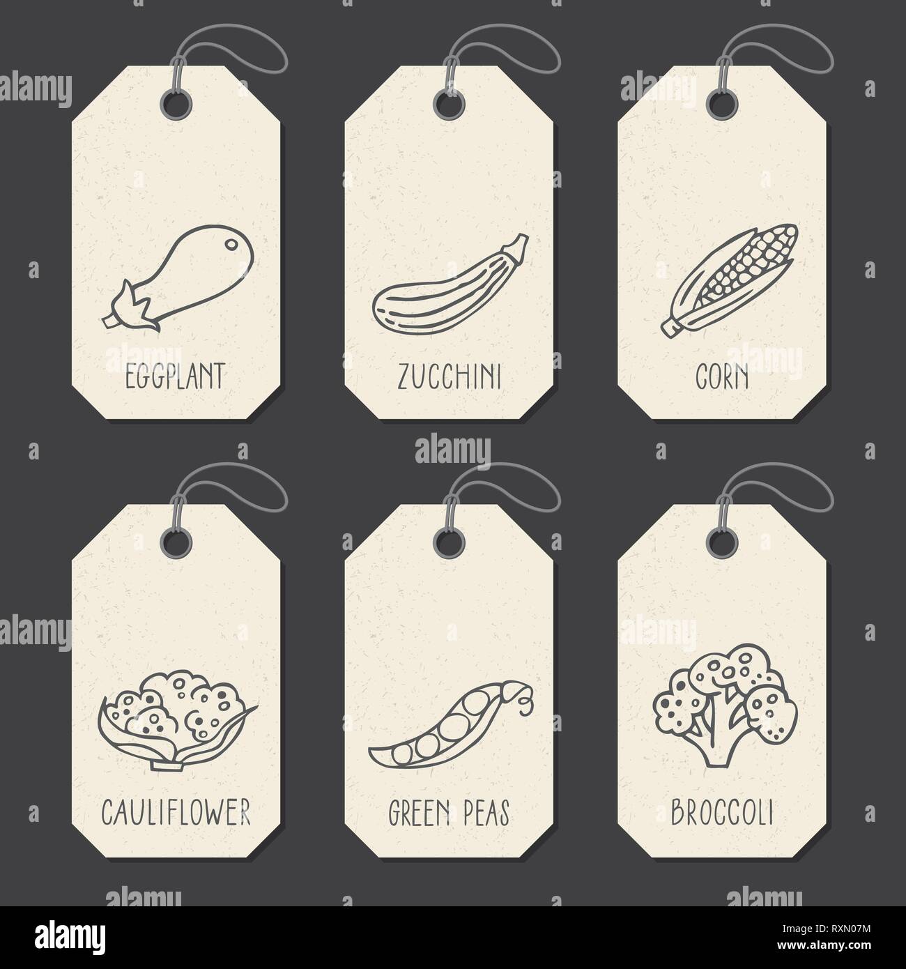 Set of tags or label templates with hand drawn vegetable. Vector design ...