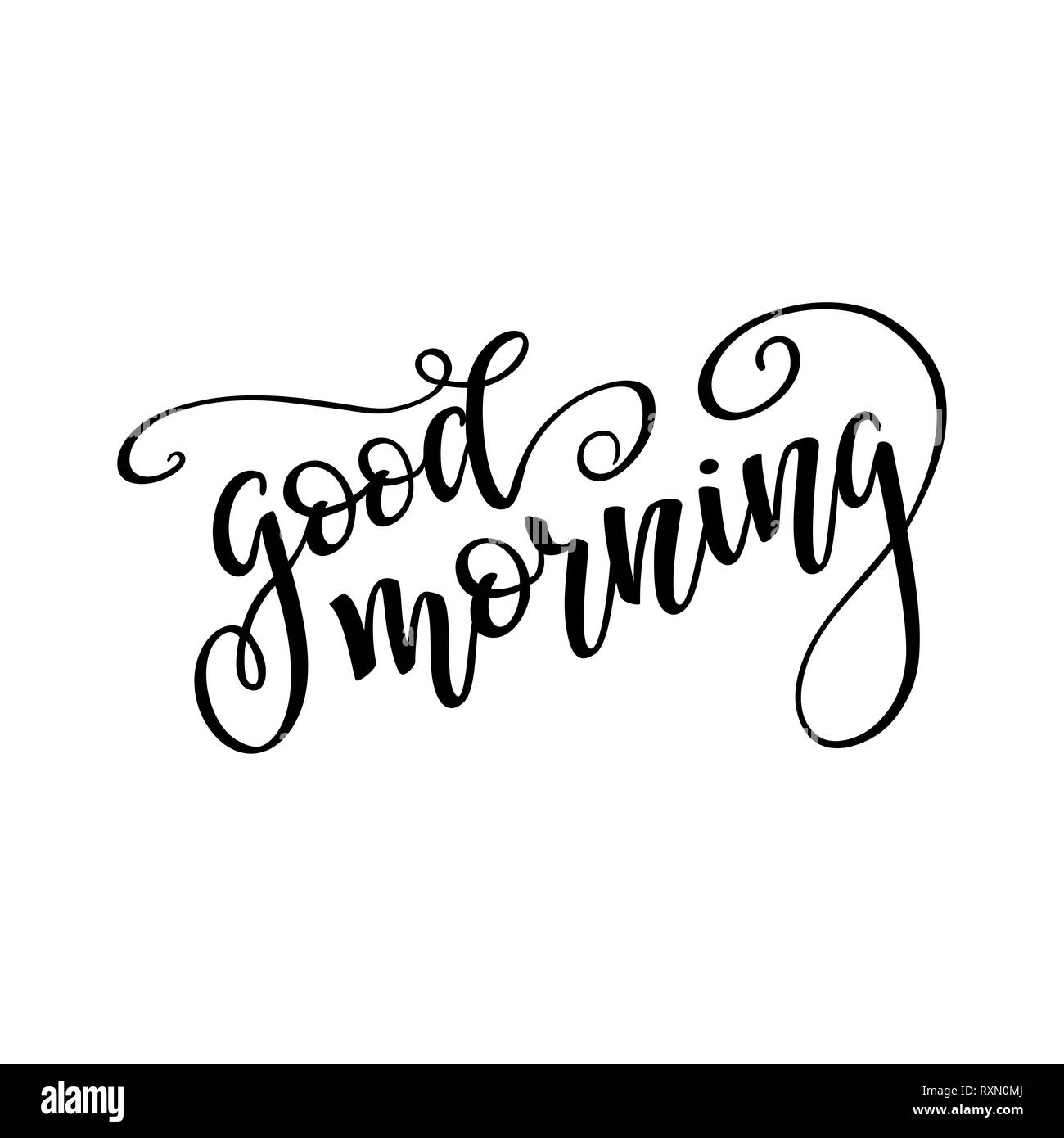 Hand drawn lettering "Good morning". Lettering vector illustration ...