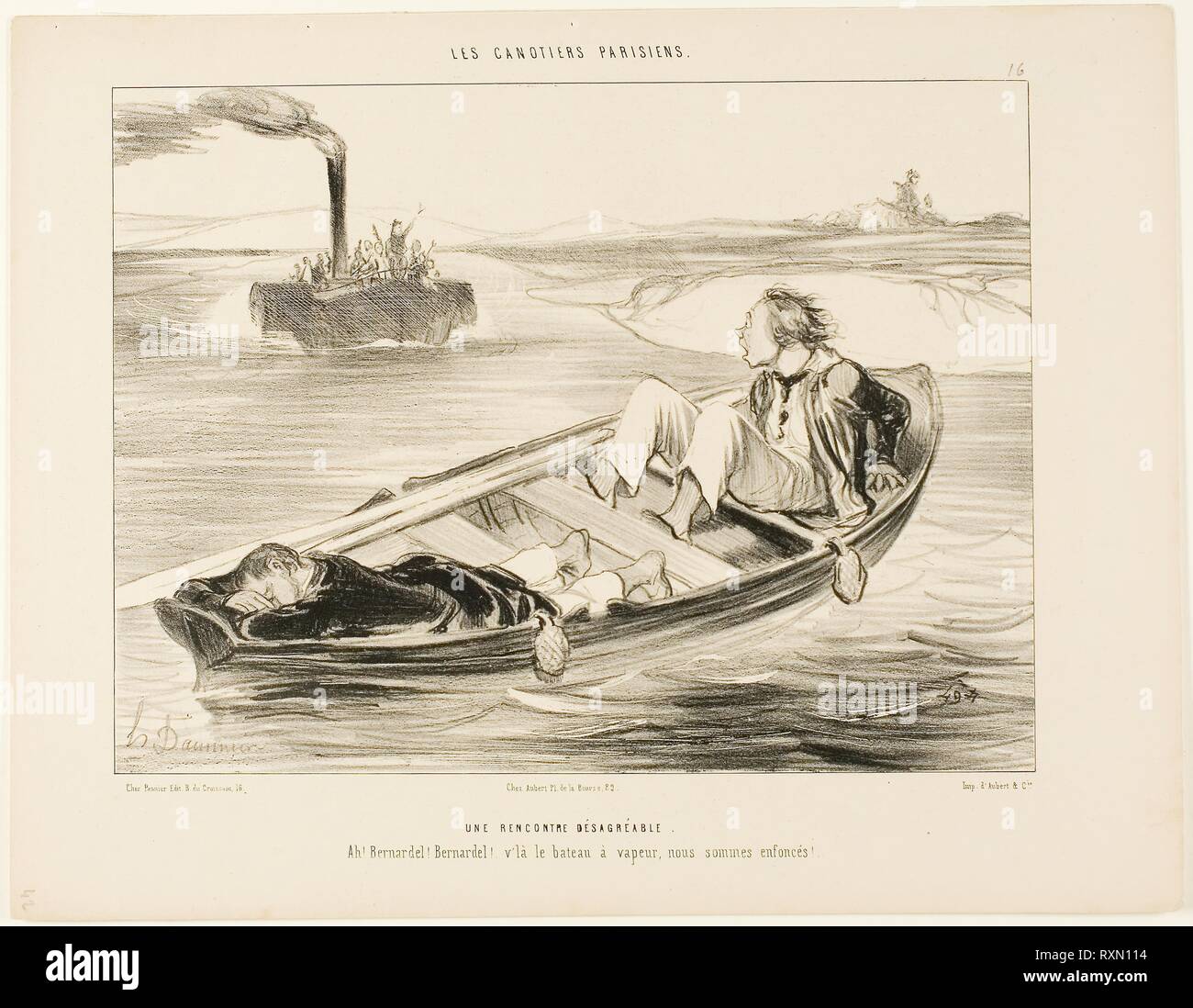 An Unpleasant Encounter. "Bernardel, Bernardel! Here comes the steamer... we will sink!," plate ...