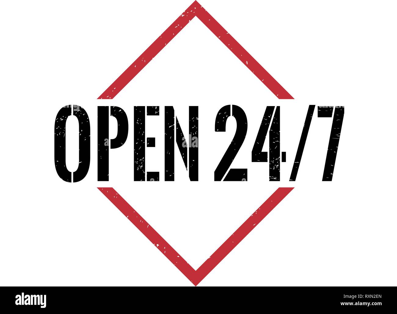 Open 24 7 stamp hi-res stock photography and images - Alamy