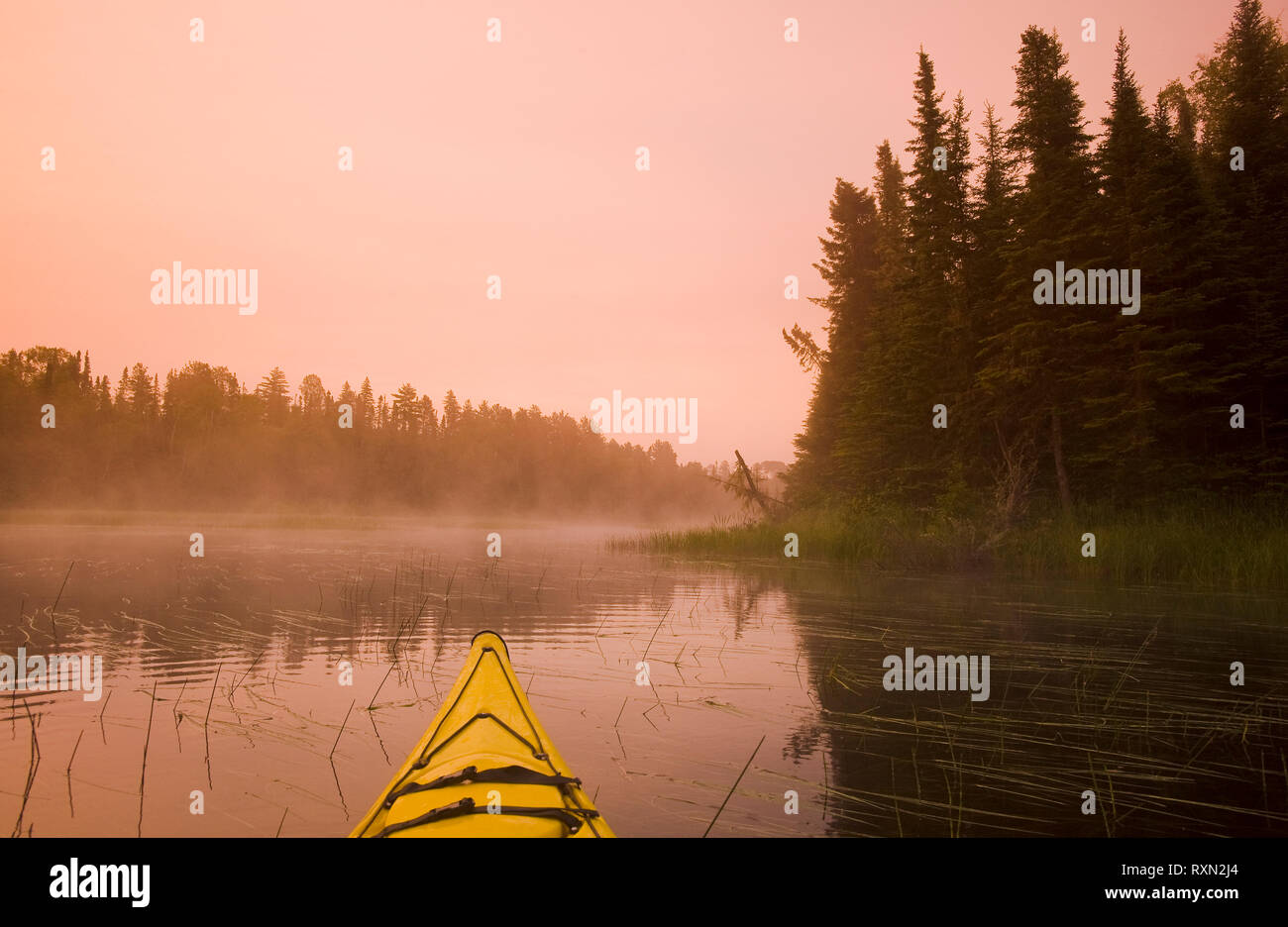 kayaking, French Lake, Quietico Provincial Park, Ontario, Canada Stock ...