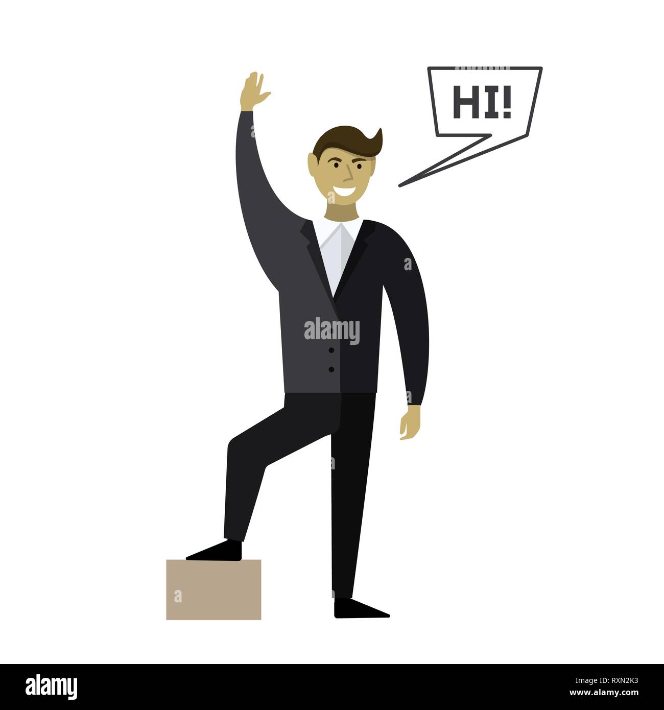 Happy man says Hi. Speech Bubble. Vector illustration Stock Vector ...