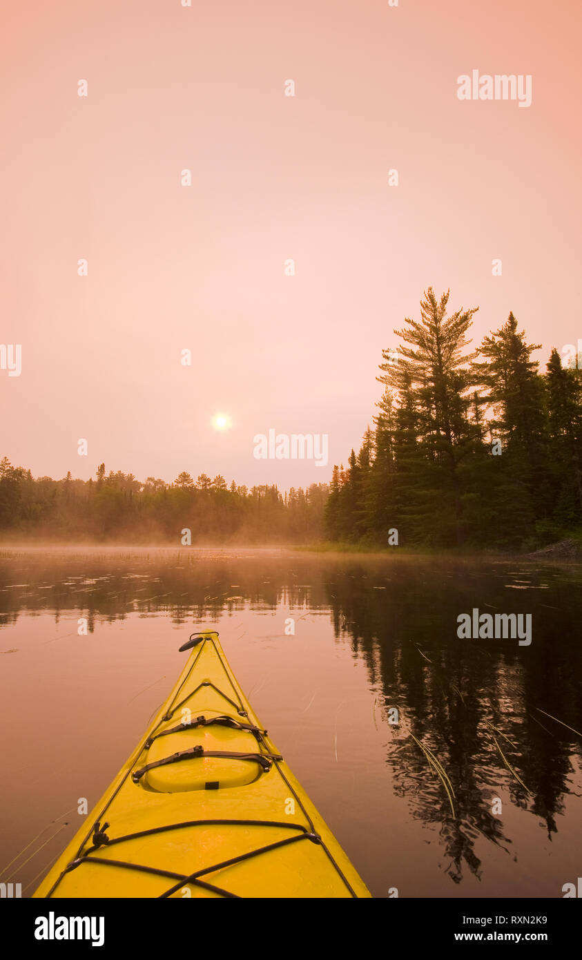 kayaking, French Lake, Quietico Provincial Park, Ontario, Canada Stock ...