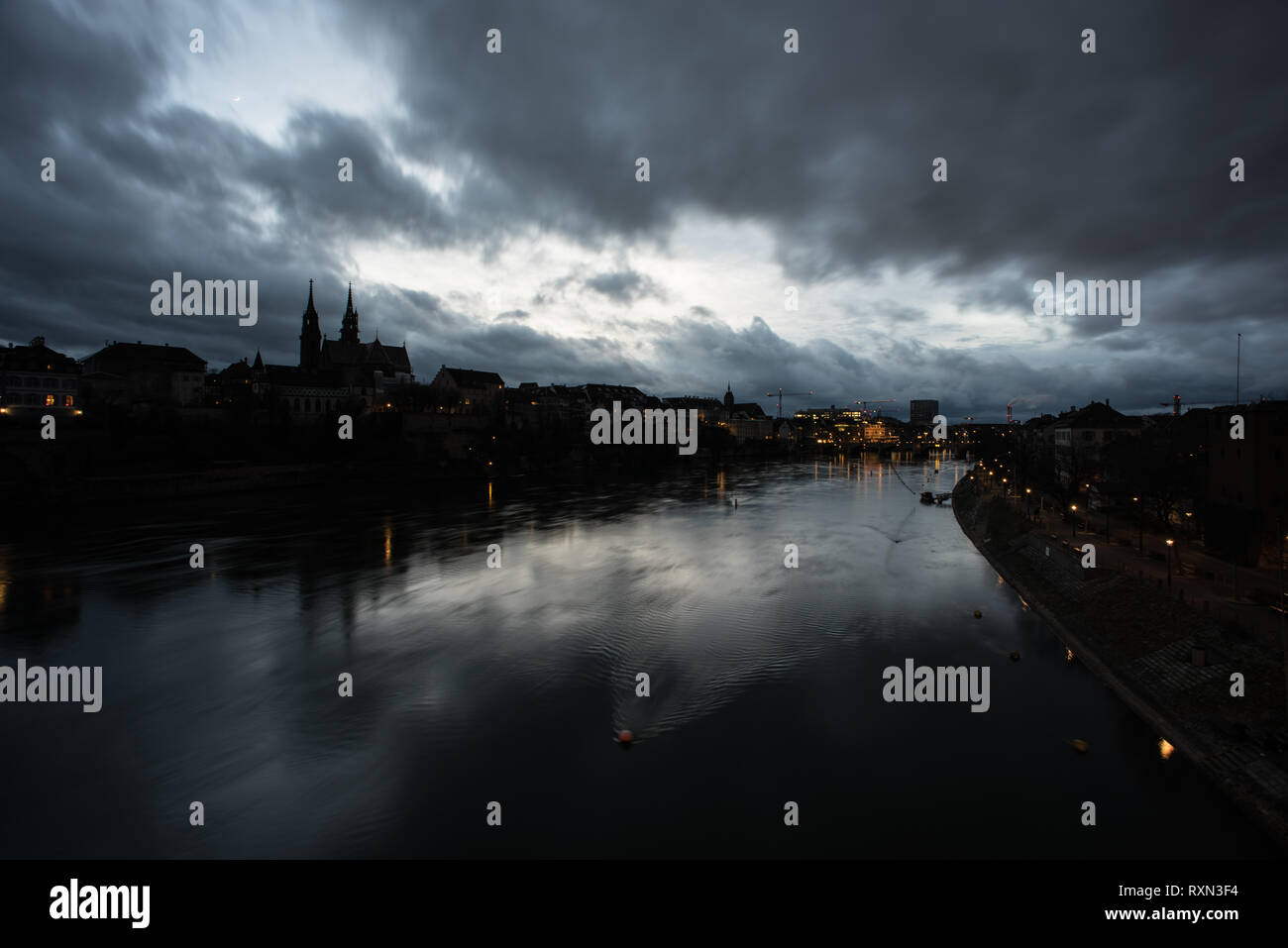 Basel switzerland at night Stock Photo - Alamy
