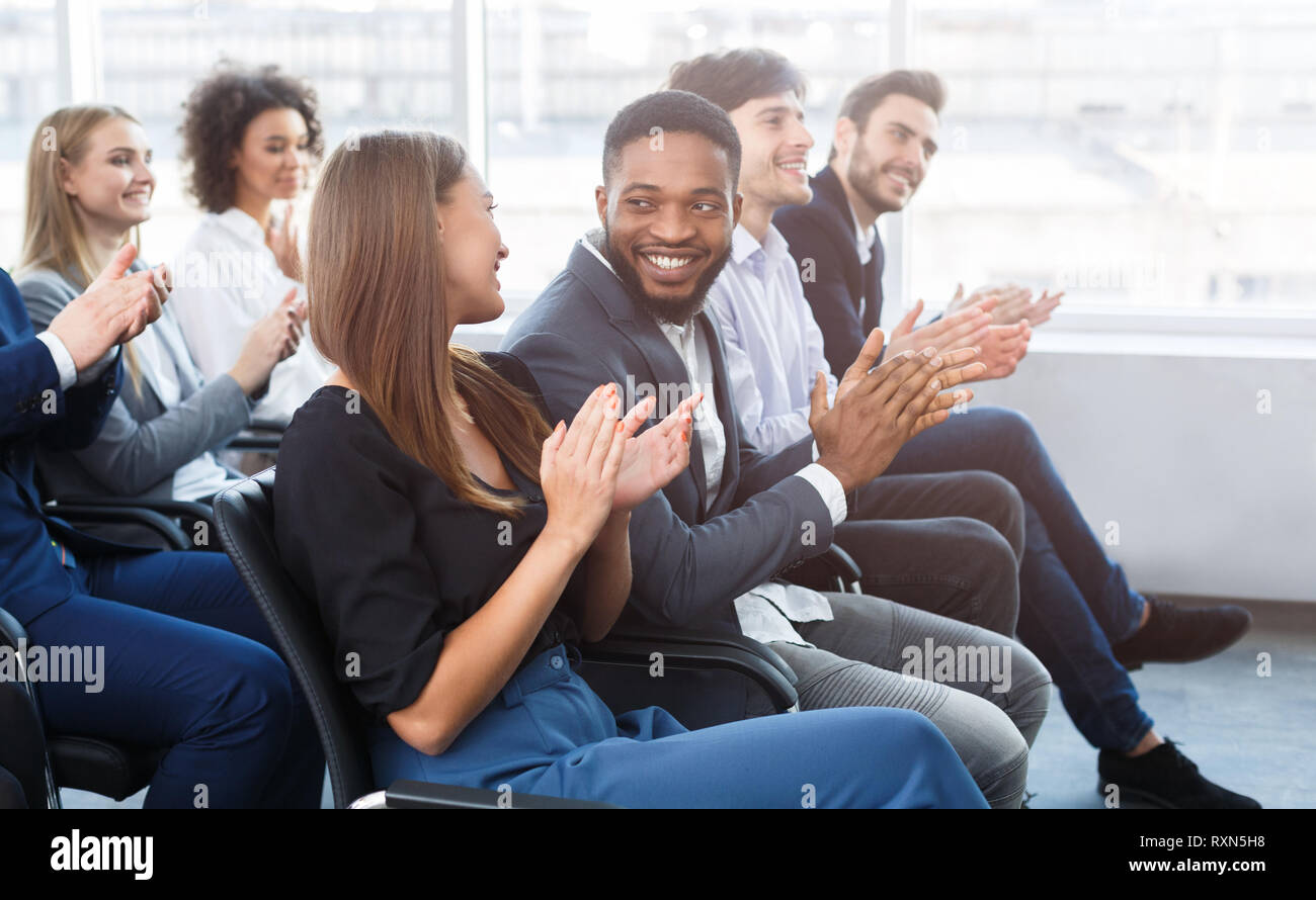 Happy work female colleagues hi-res stock photography and images - Alamy